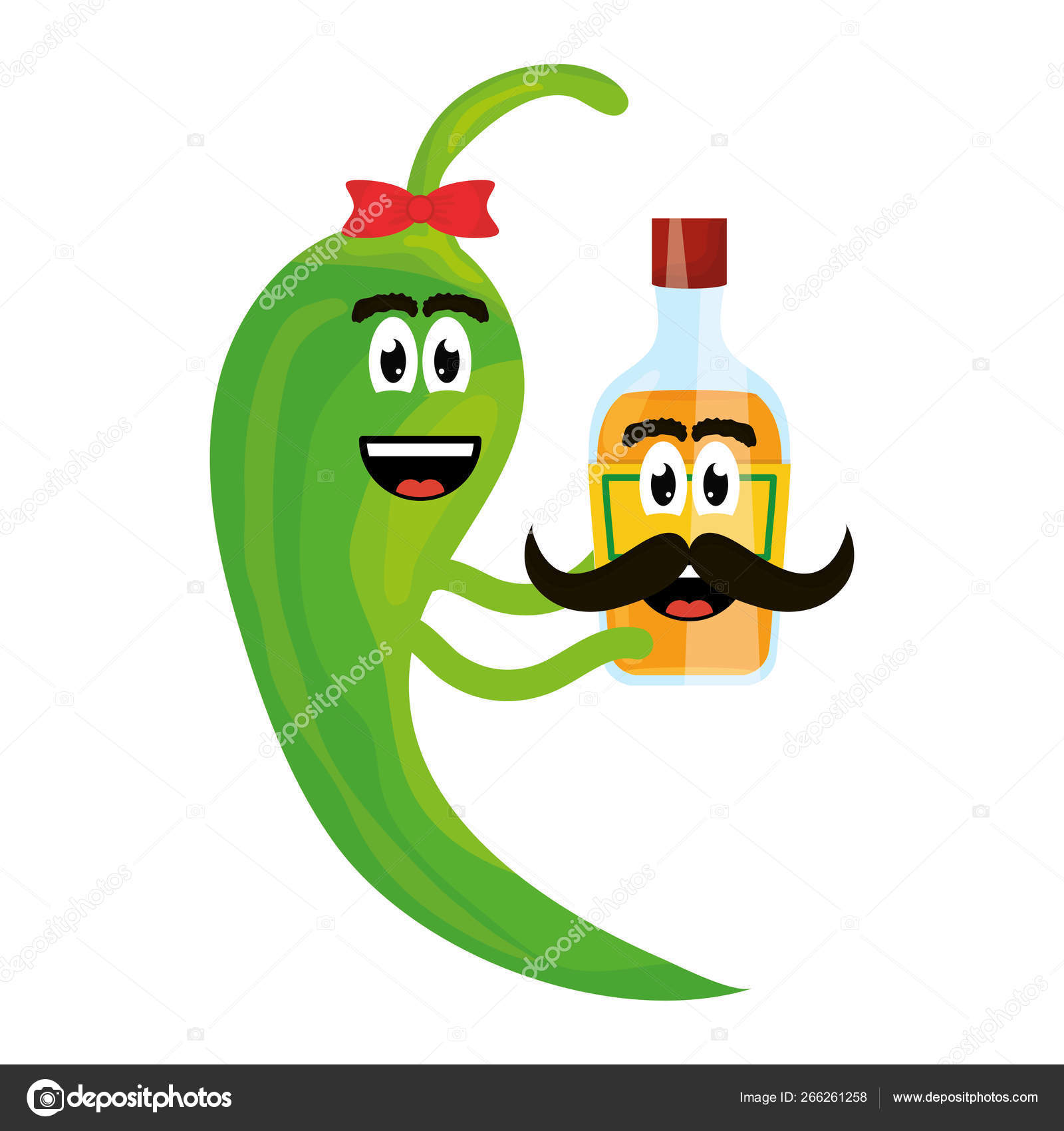 Chile con carácter tequila botella cómica Vector de stock #266261258 de ...