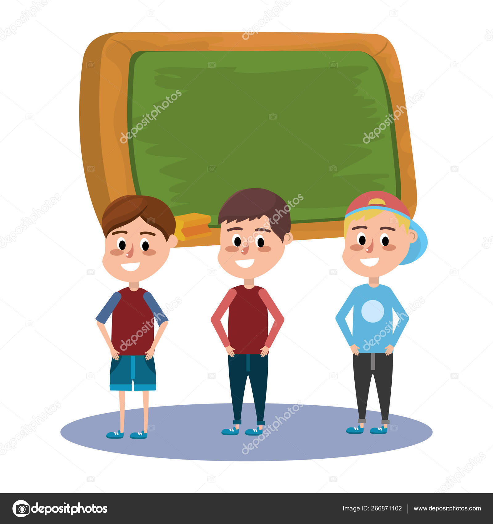 Elementary School Students Front Board Cartoon Vector Illustration ...