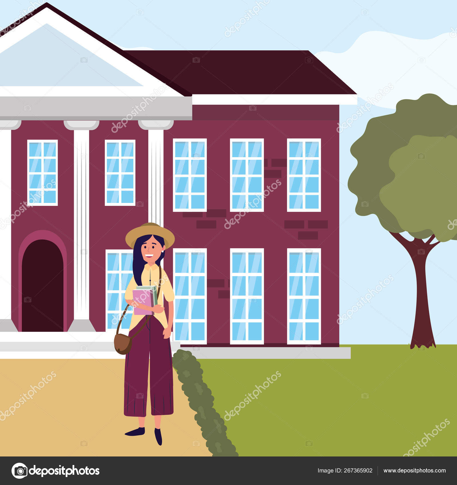 College Building Cartoon