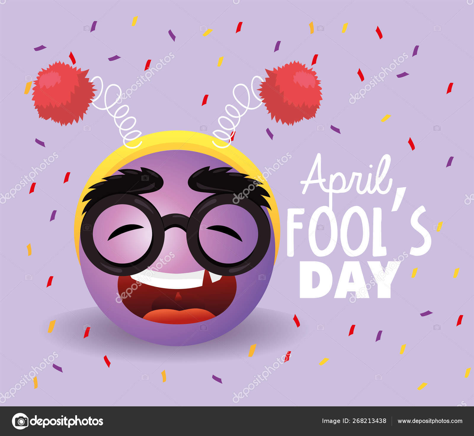 Happy emoji face to fools day Stock Illustration by ©stockgiu #268213438