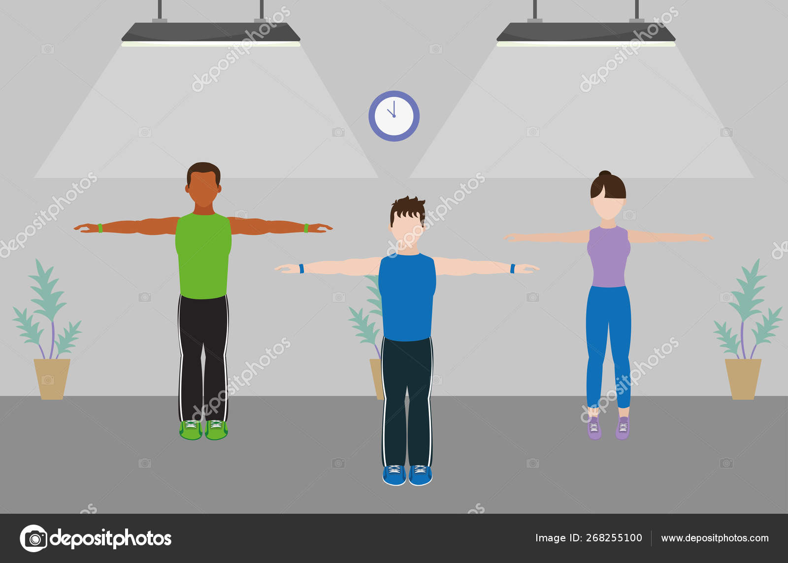 Fit friends doing exercise Stock Vector by ©stockgiu 268255100