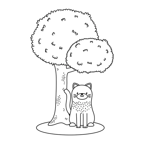 Cat Under The Tree Clipart
