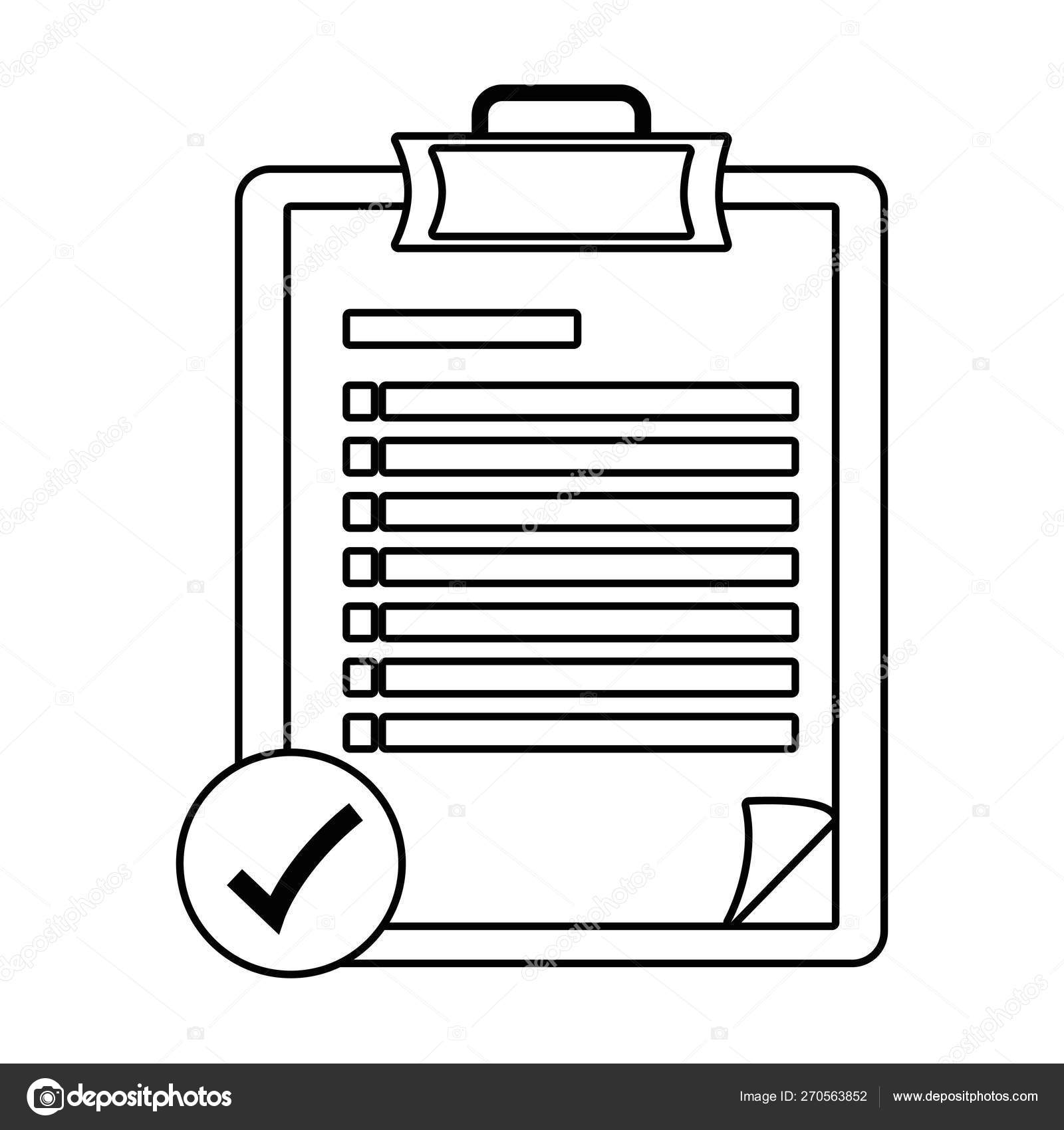 Checklist icono de dibujos animados en blanco y negro Vector de stock ...
