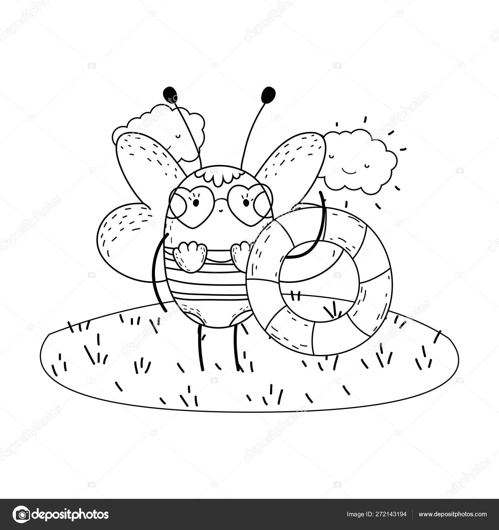 Cute little bee with swimsuit and float Stock Vector Image by ©stockgiu ...
