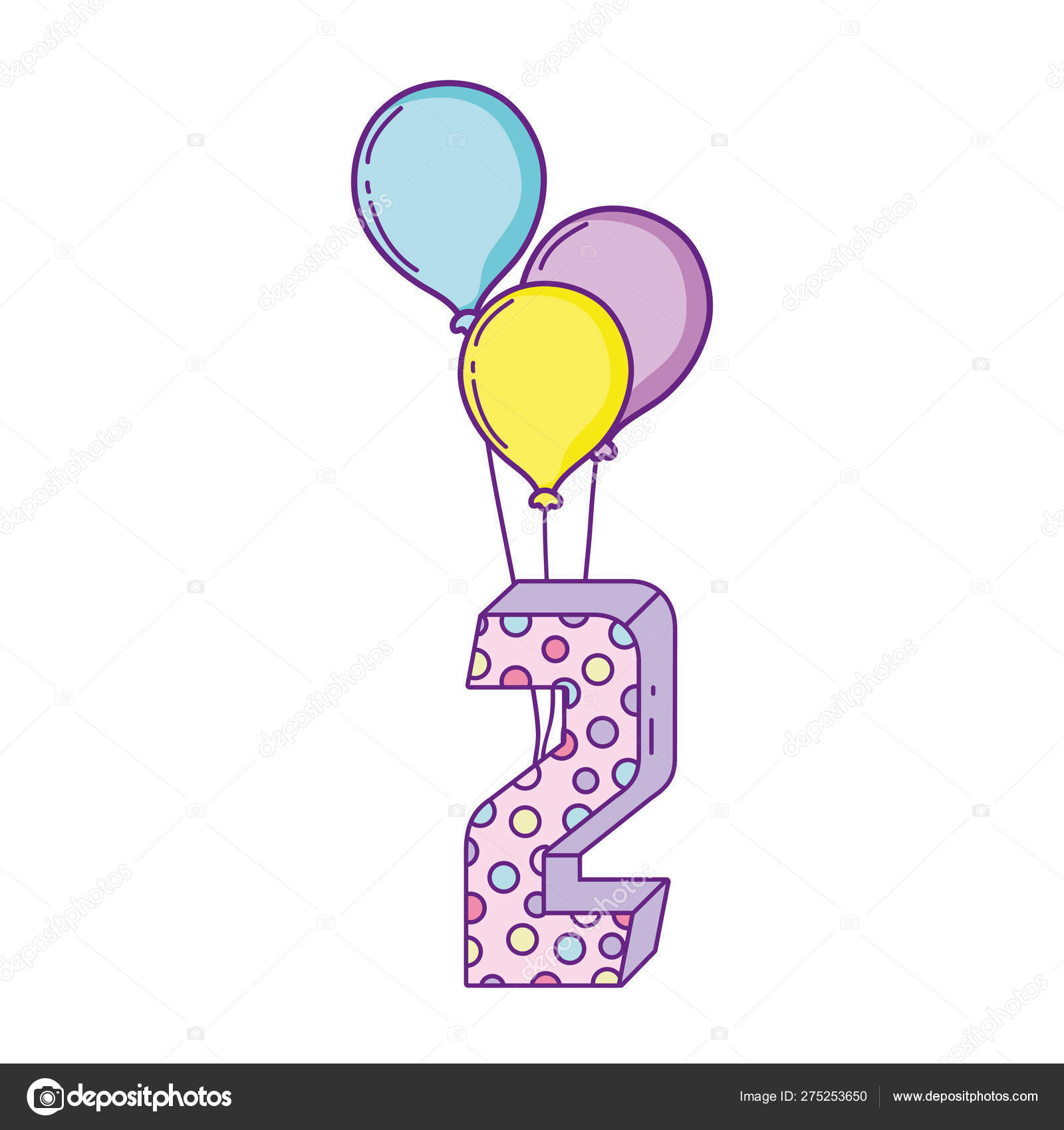 Party balloons helium with candle number two Stock Vector by ©stockgiu ...
