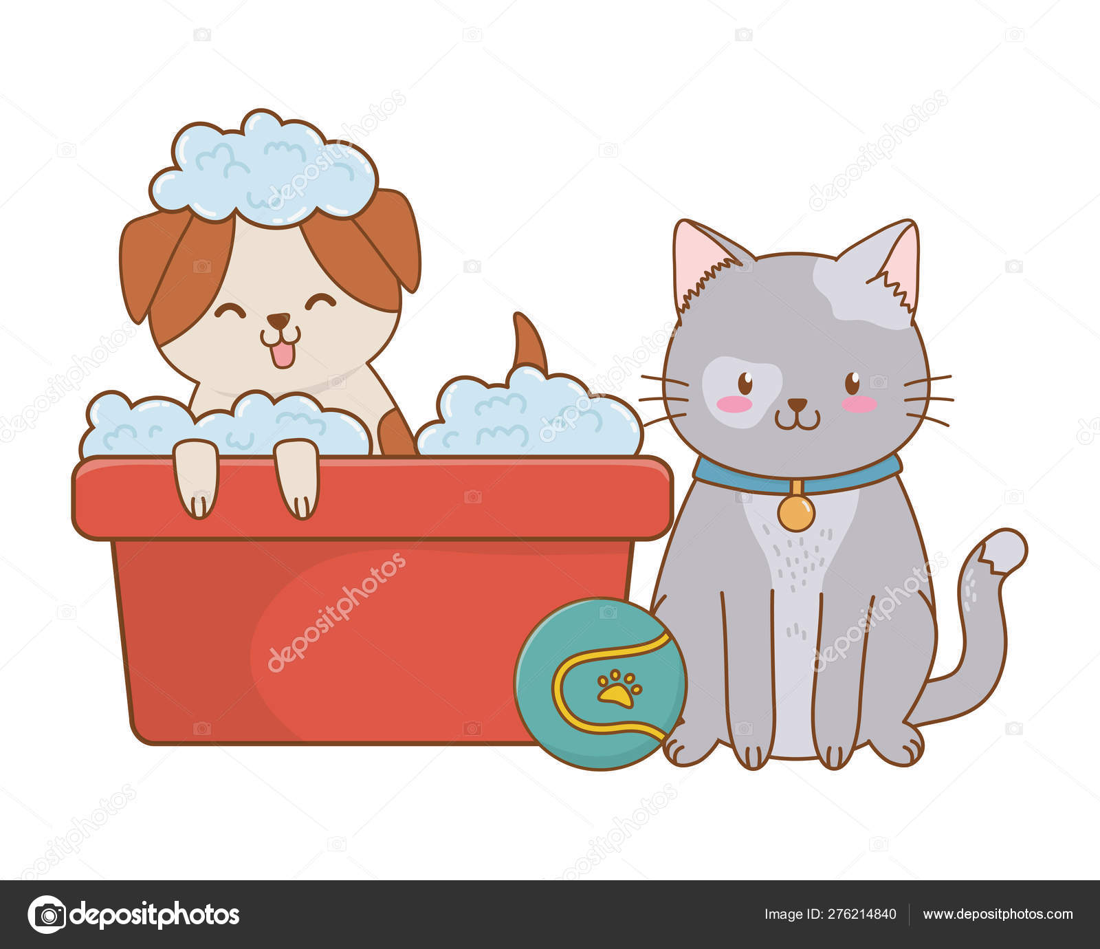 Cute funny pets cartoon Stock Vector by ©stockgiu 276214840