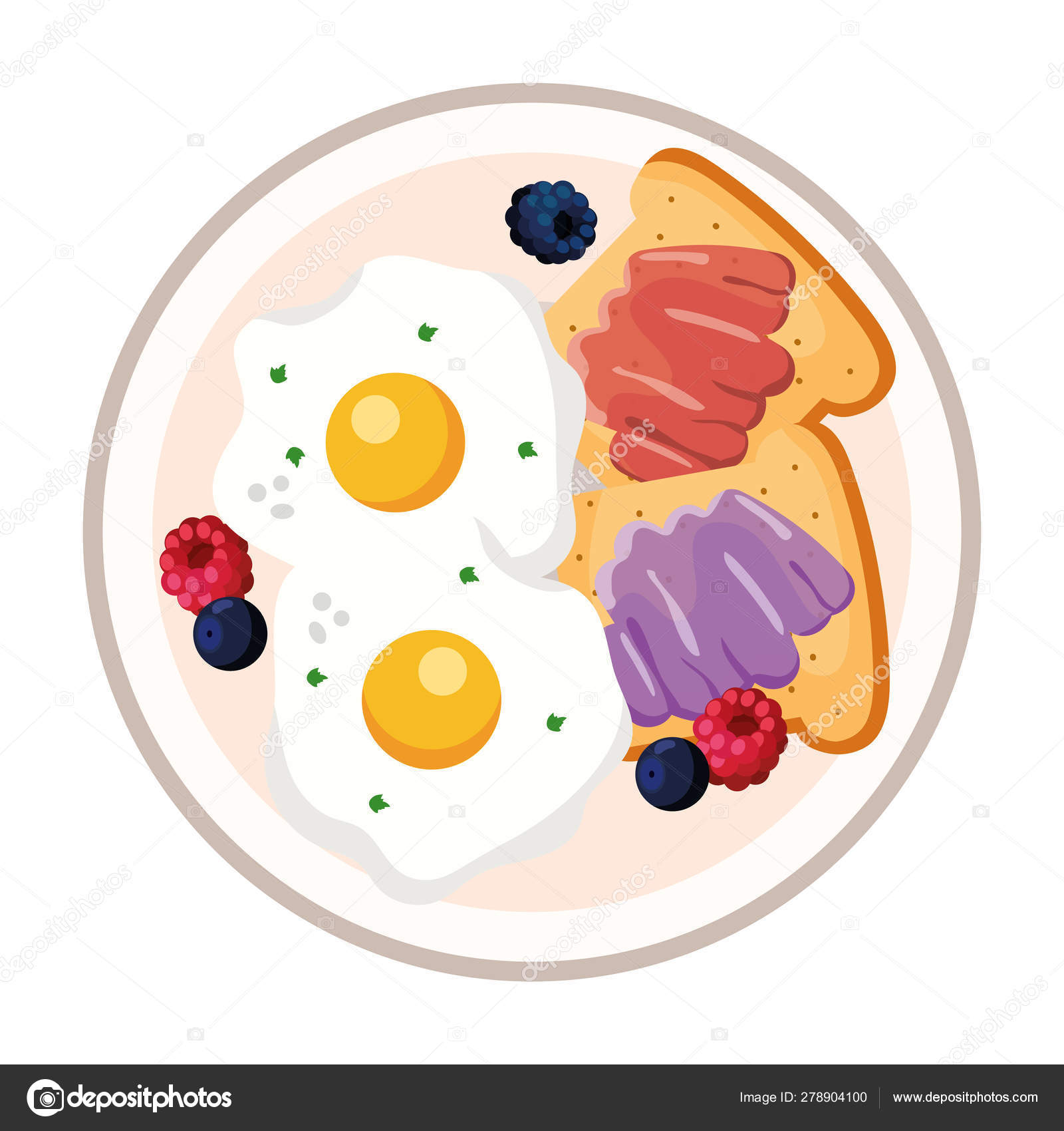 Delicious tasty breakfast cartoon Stock Vector by ©stockgiu 278904100