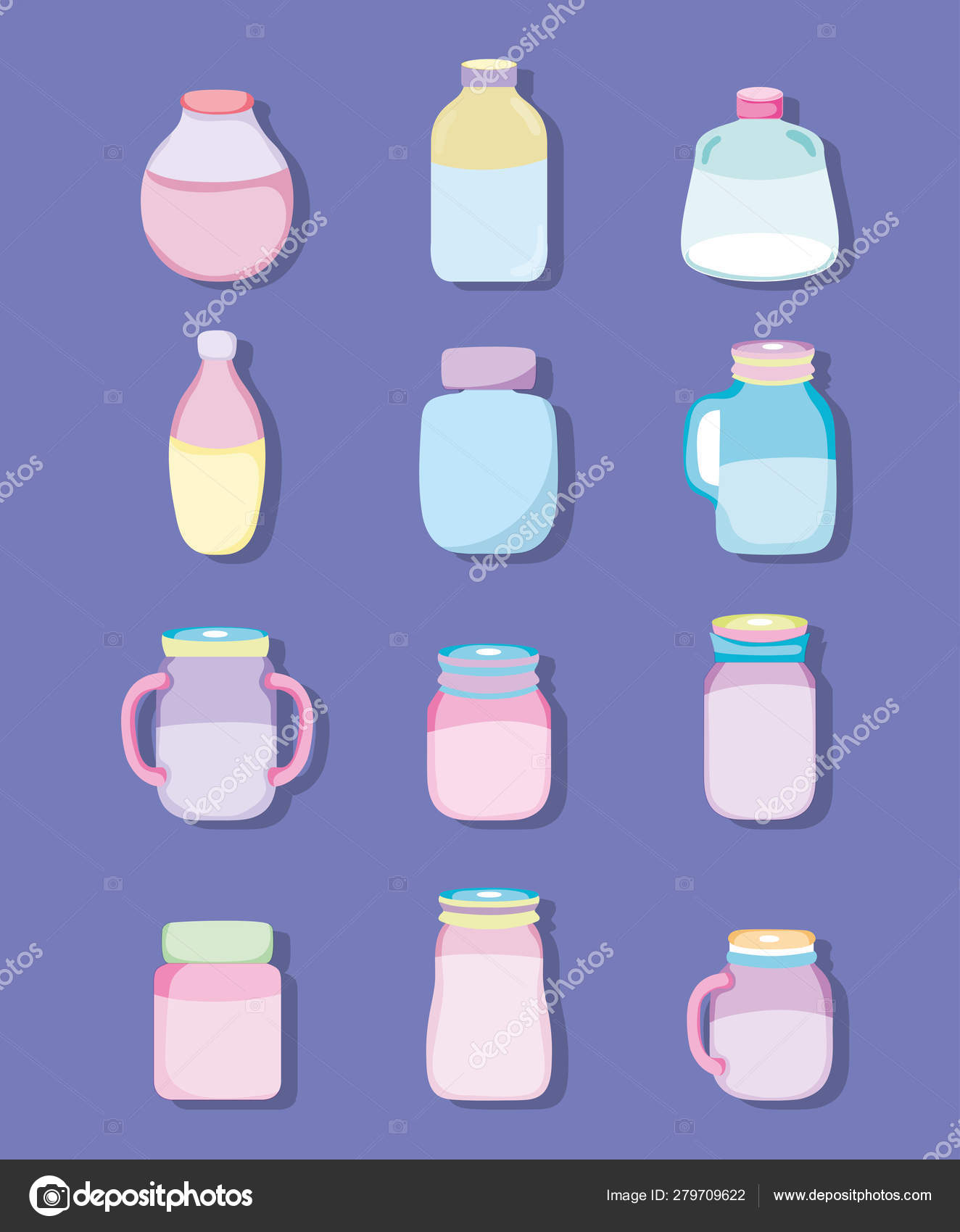 Set of mason jar drawings Stock Illustration by ©stockgiu #279709622