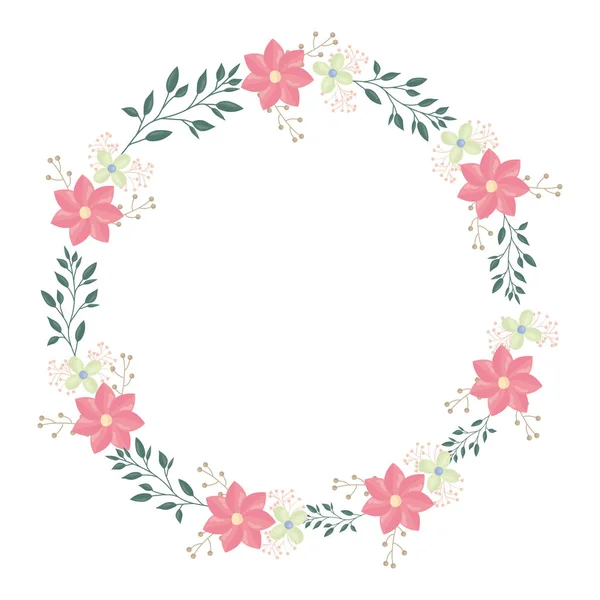 Circular crown with flowers and leafs decoration Stock Vector Image by ...