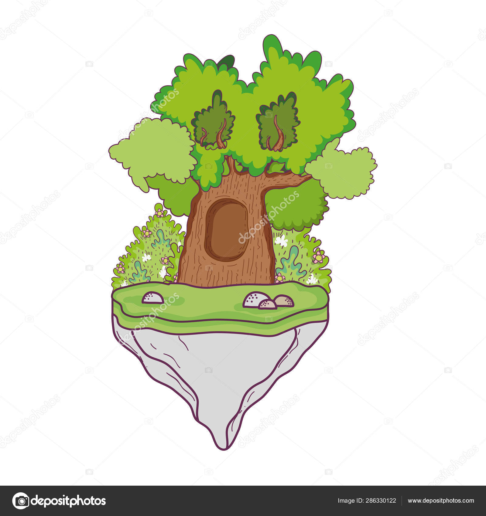 Cute fairytale tree icon Stock Vector by ©stockgiu 286330122