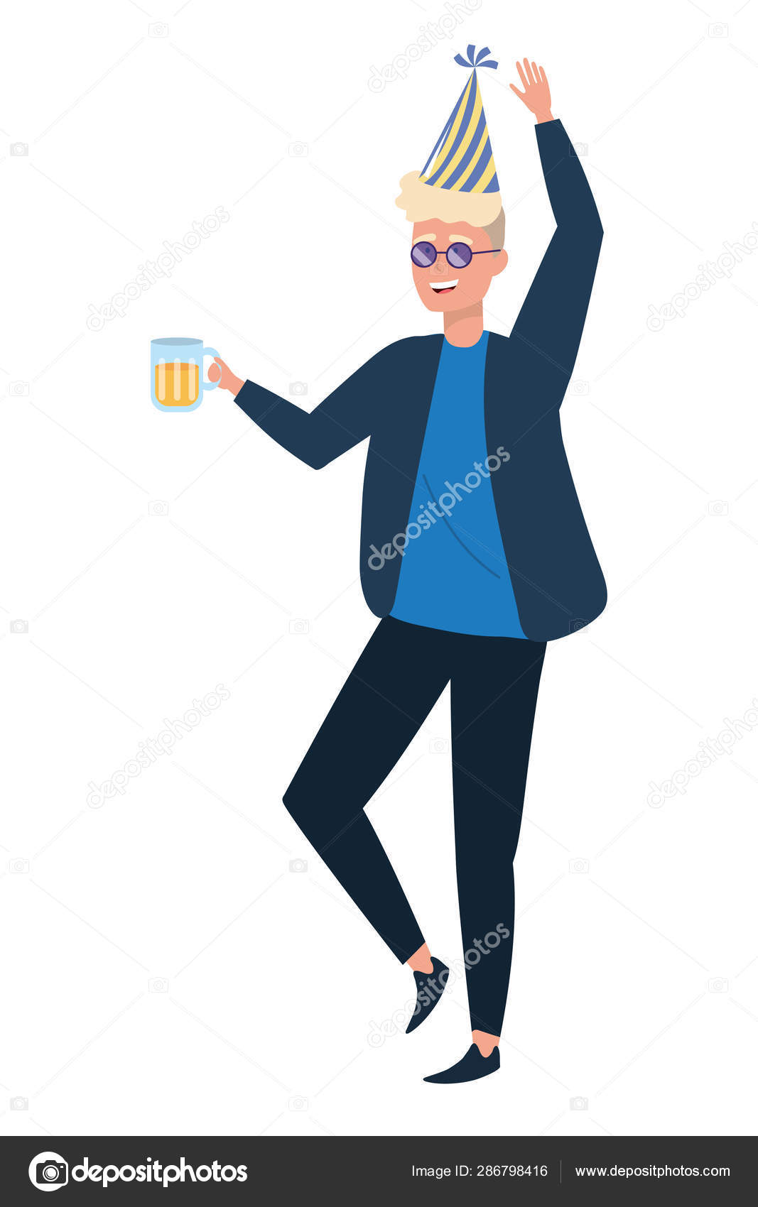 Man cartoon with party hat design Stock Vector by ©stockgiu #286798416