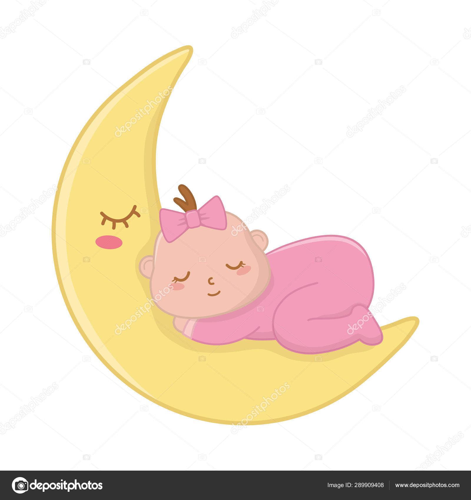 Bebé durmiendo en la ilustración del vector de la luna Vector de stock ...