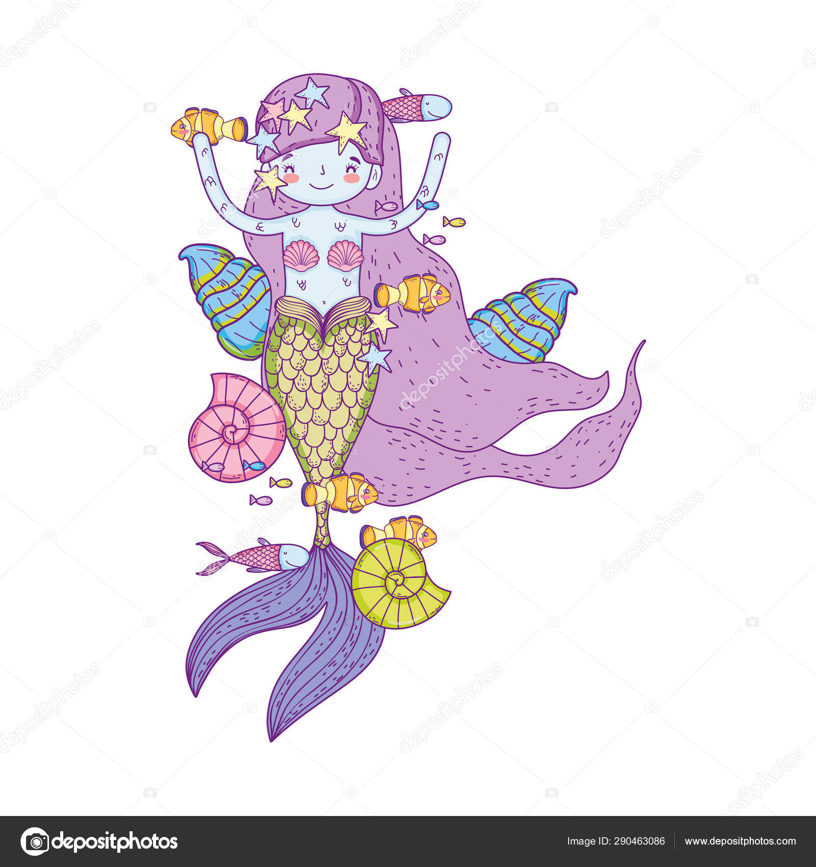 Cute mermaid fairy tales Stock Vector Image by ©stockgiu #290463086
