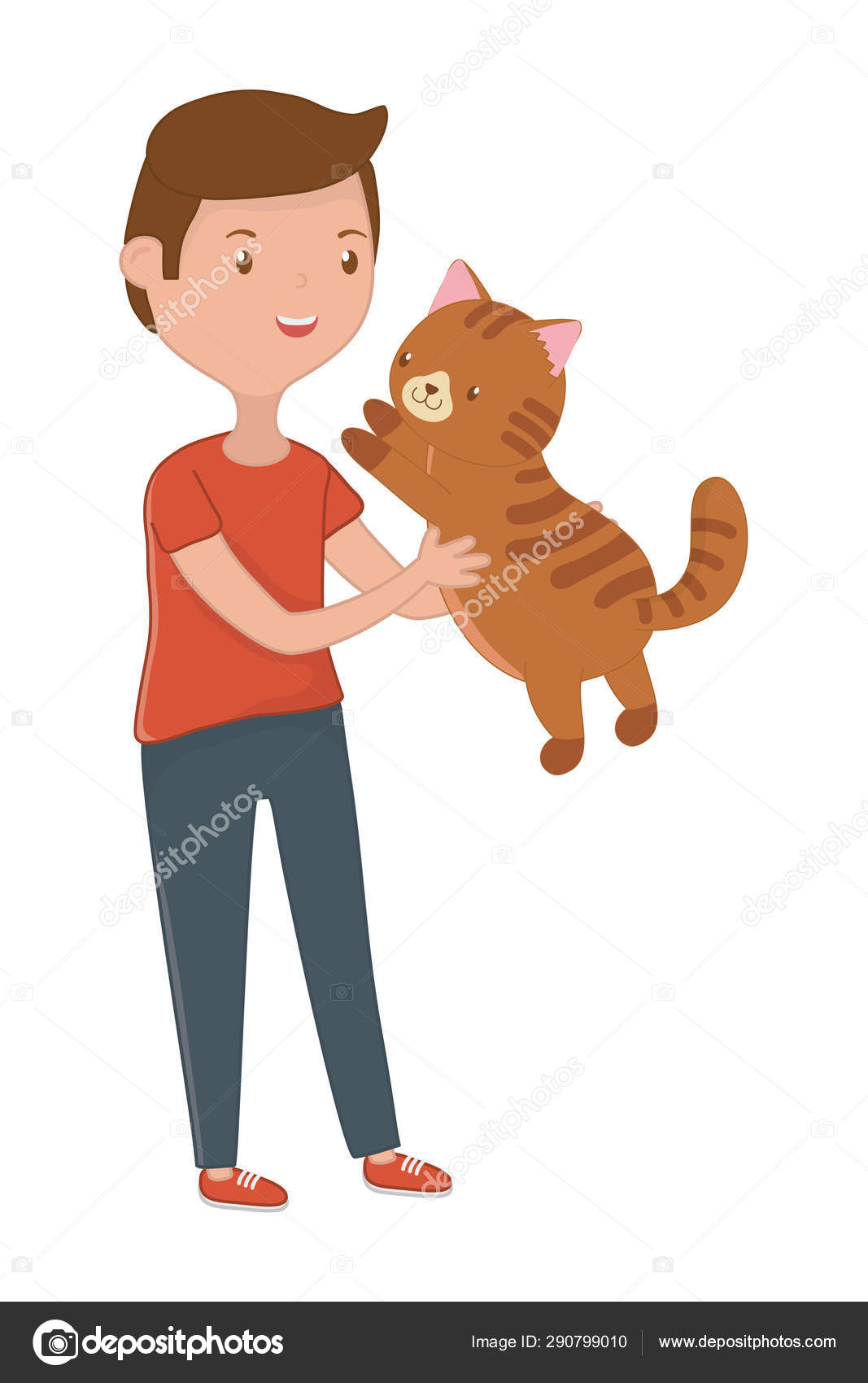 Boy with cat cartoon design Stock Vector Image by ©stockgiu #290799010
