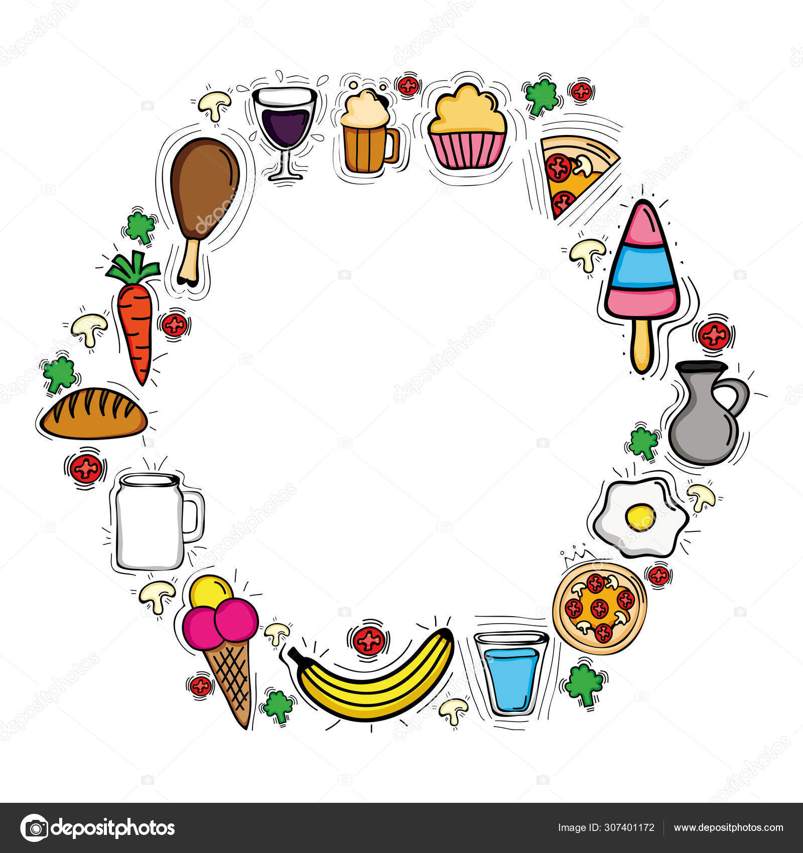 Delicious food menu circular frame Stock Vector Image by ©stockgiu ...