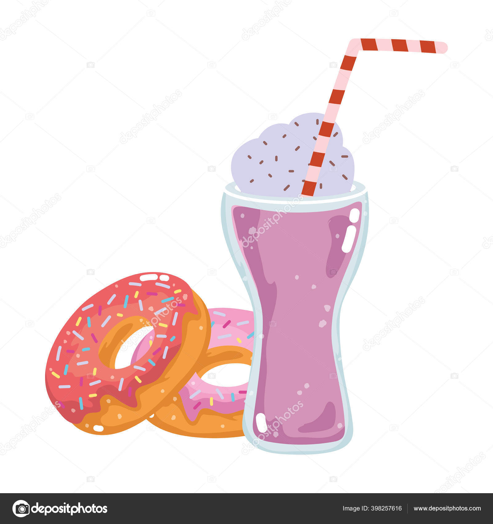 Menú de comida rápida restaurante malsano batido y rosquillas Vector de ...