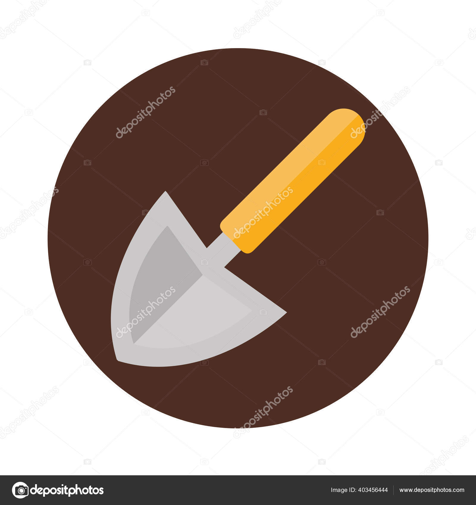 Trowel agriculture work equipment farm cartoon block and flat icon ...