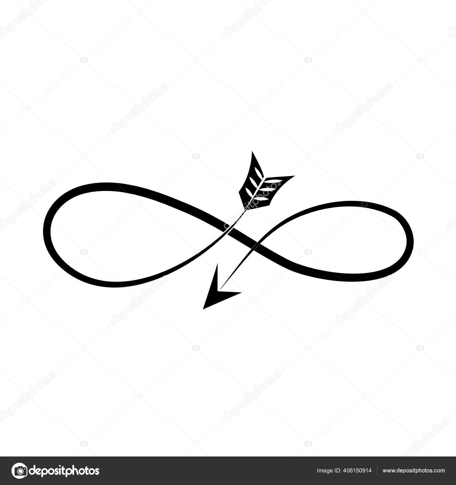 Icono de arte de la silueta de flecha infinita boho tatuaje minimalista ...