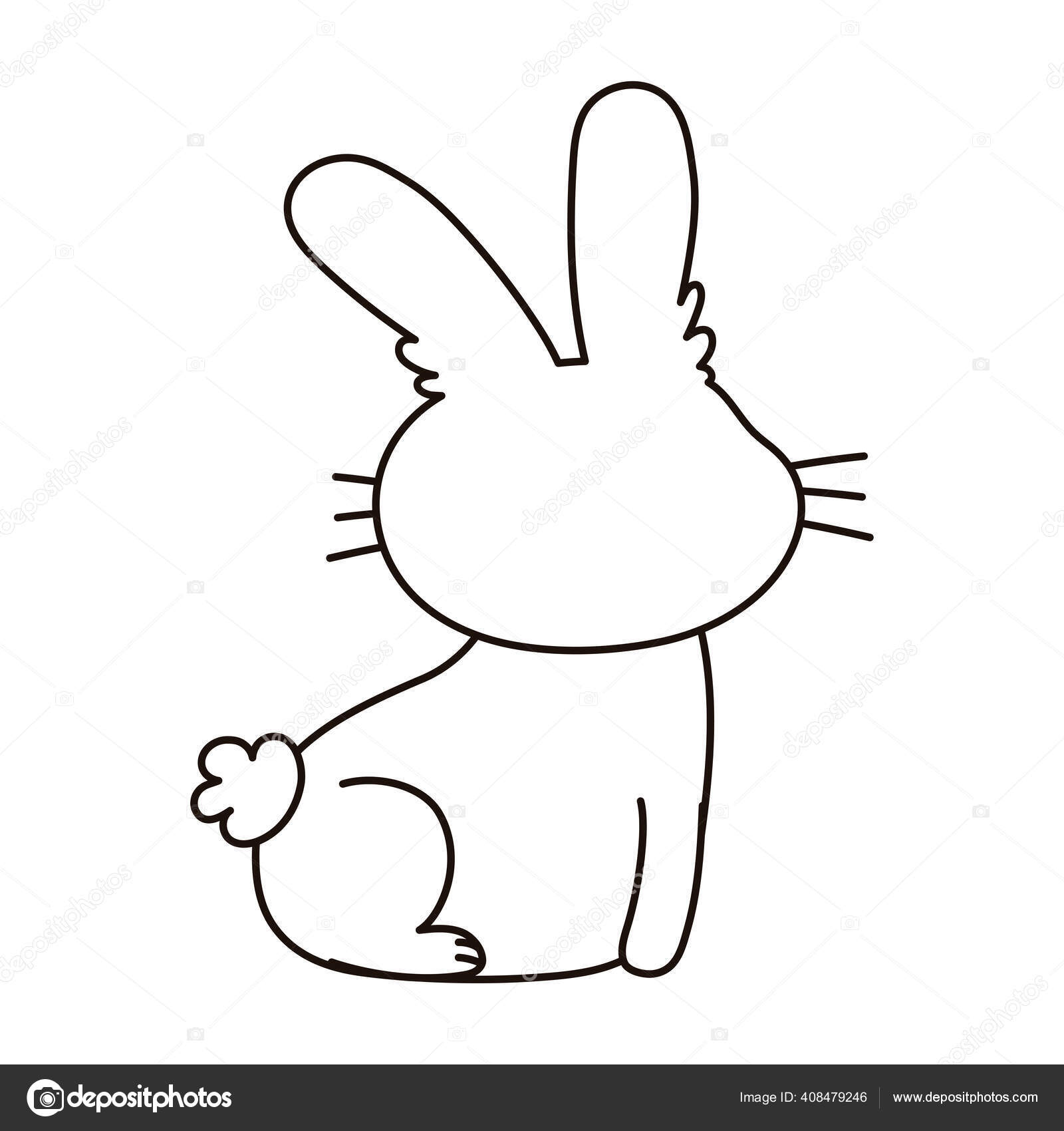Back view rabbit animal cartoon isolated icon line style Stock Vector ...