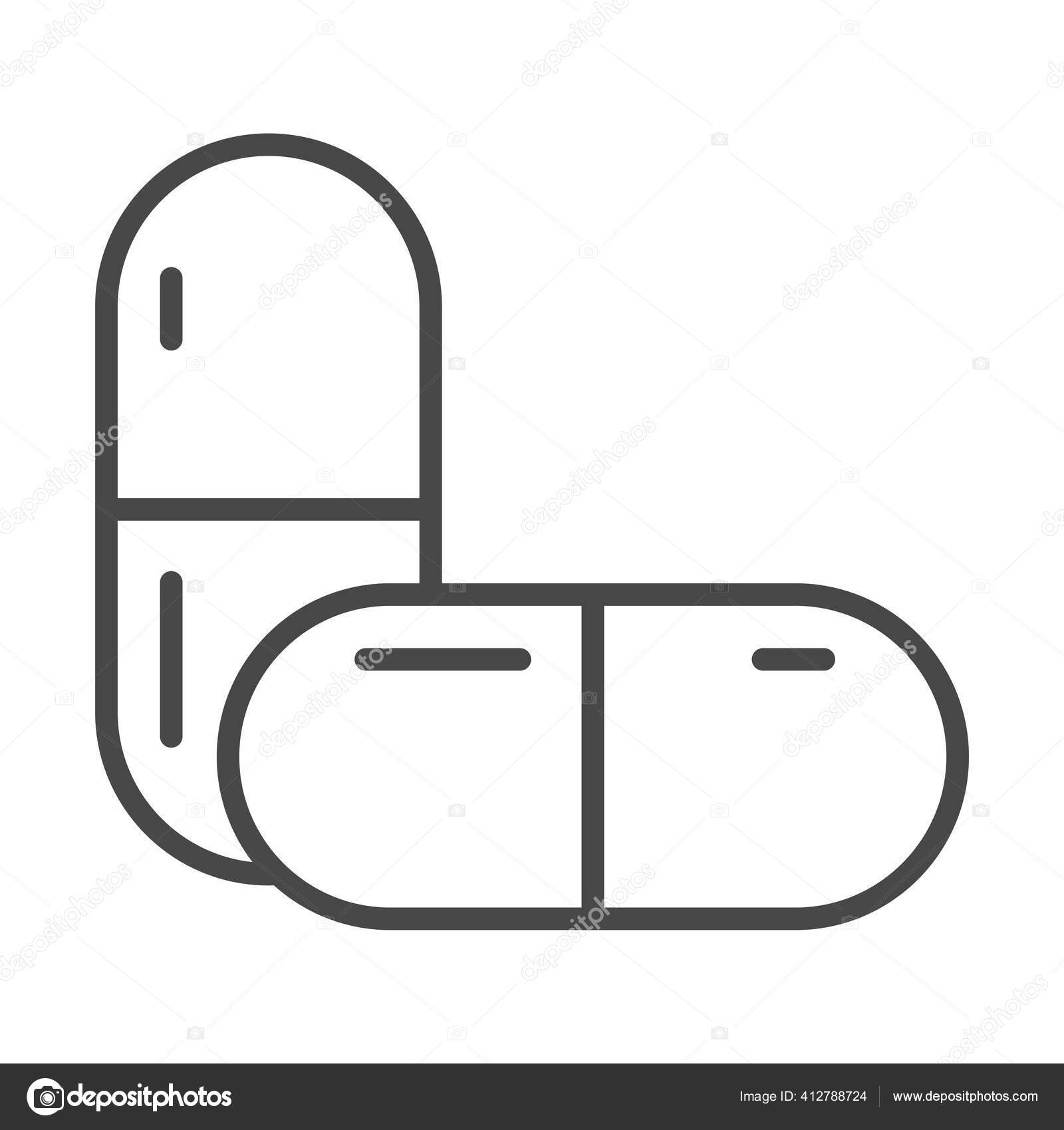 Medicine prescription capsule medication linear icon style Stock Vector ...