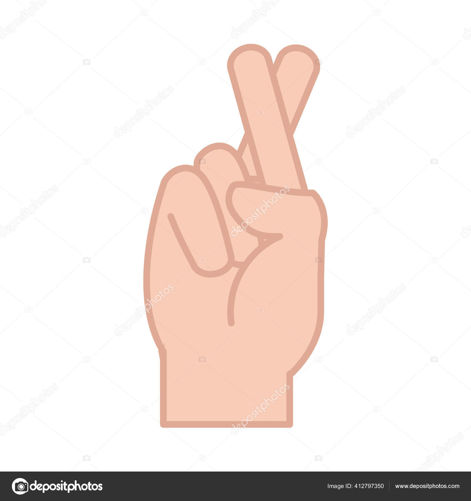 Sign language hand gesture indicating r letter, line and fill icon ...