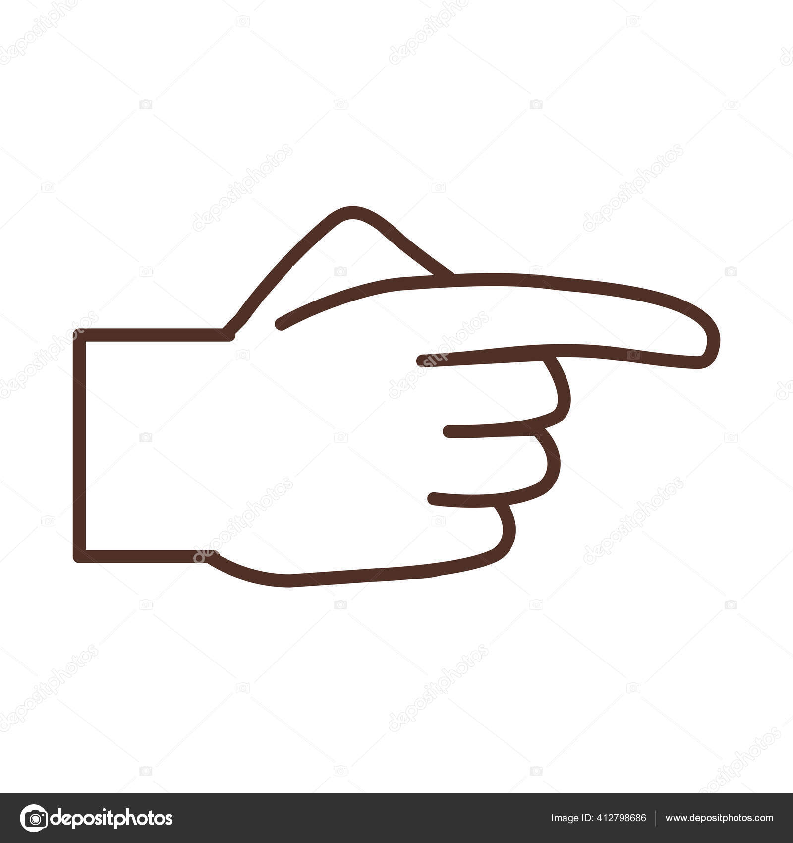Sign language hand gesture pointing with index finger, line icon Stock ...