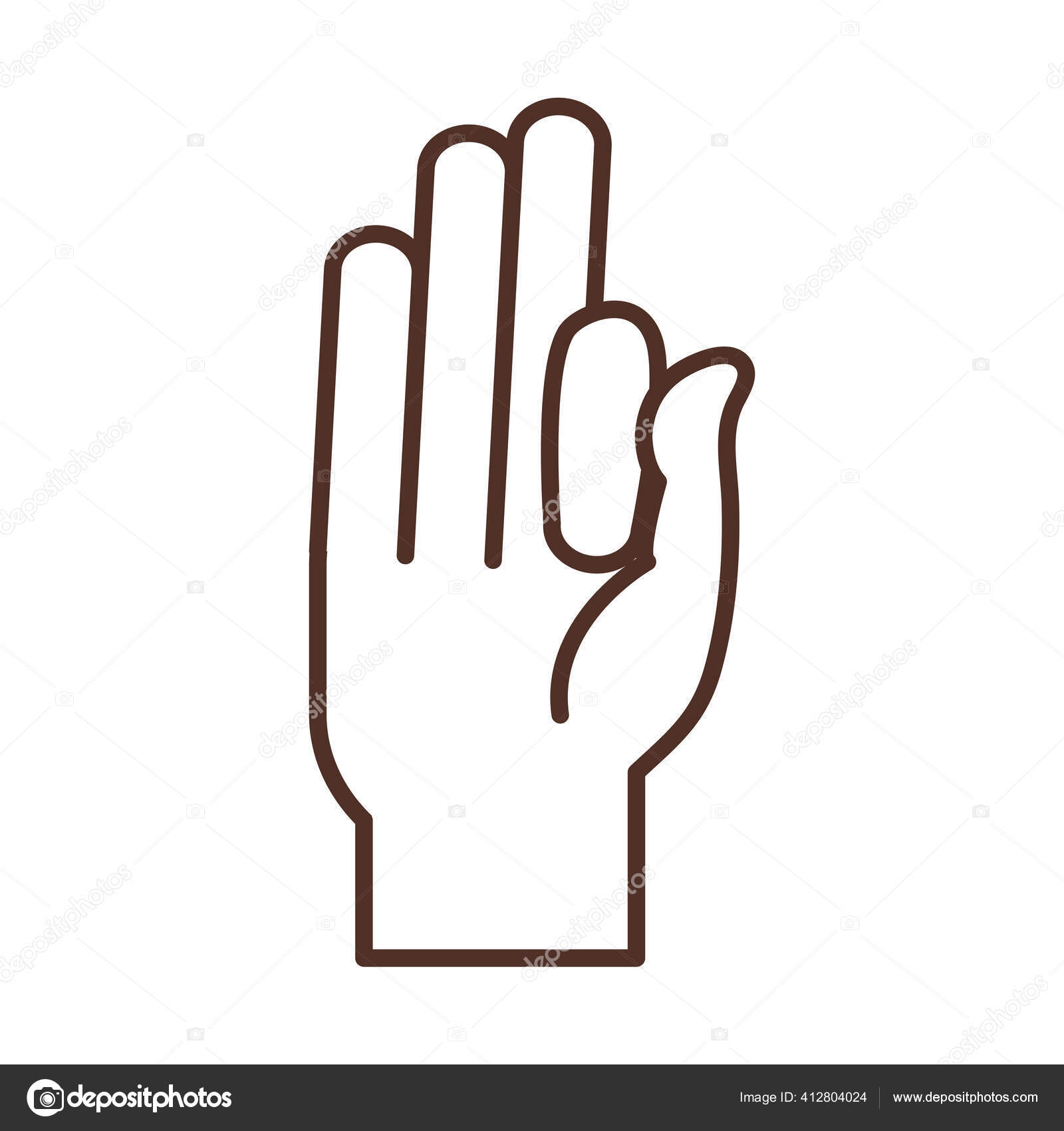 Sign language hand gesture indicating f letter, line icon Stock Vector ...