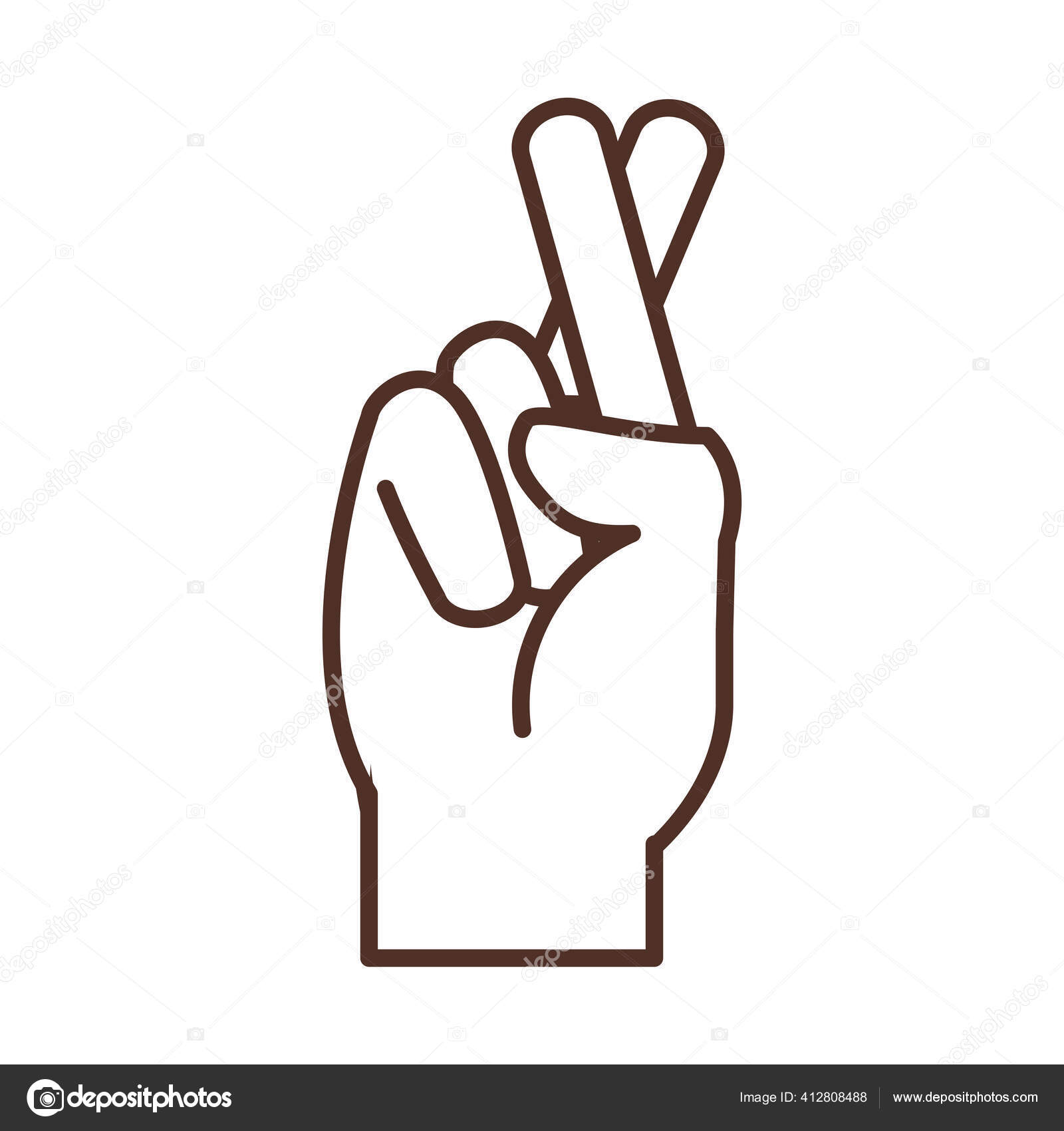Sign language hand gesture indicating r letter, line icon Stock Vector ...