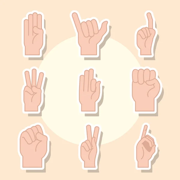 Bundle of hands signals line and fill style icon Stock Vector Image by ...