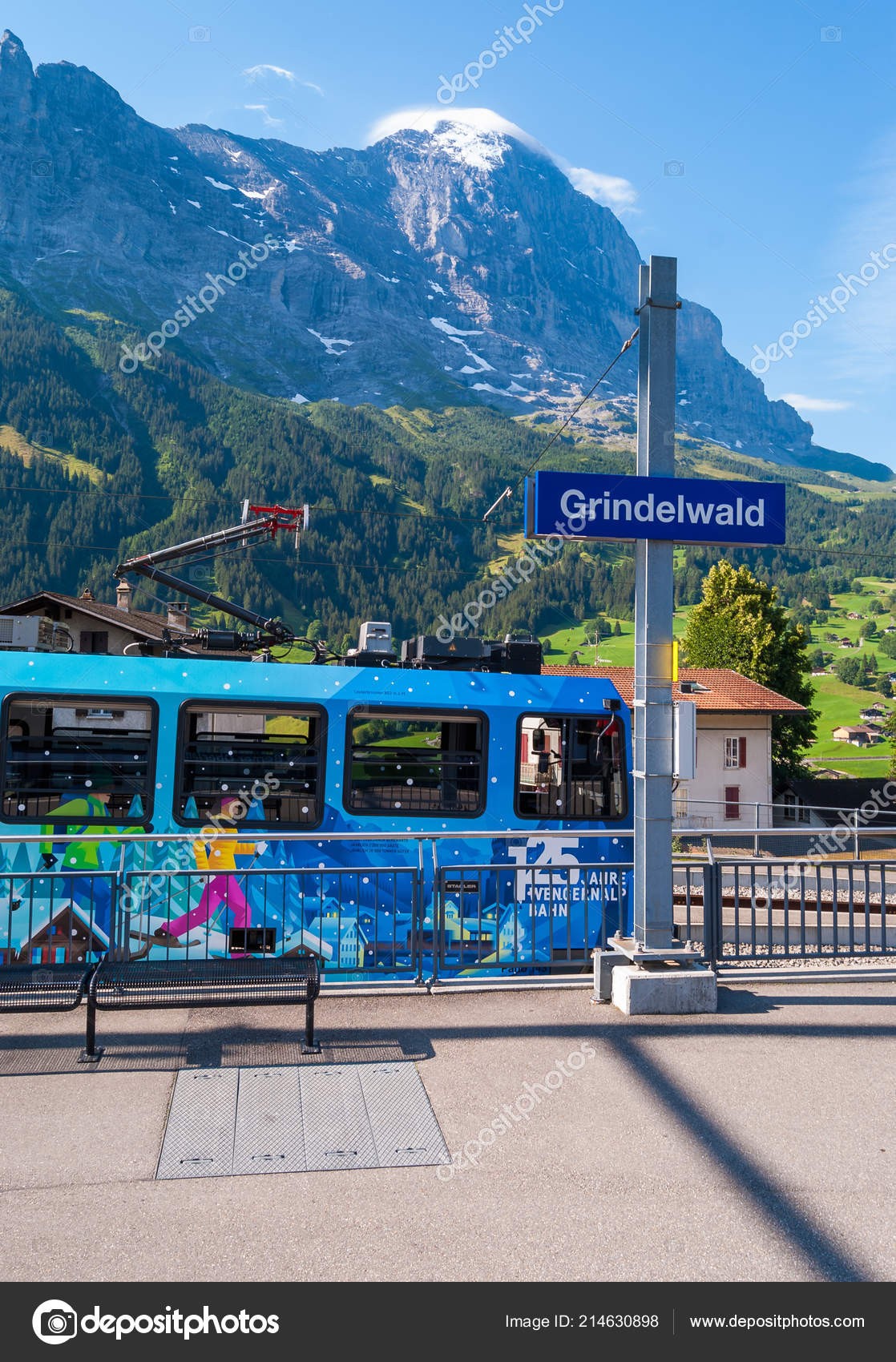 Train Grindelwald Station Background Beautiful View Eiger Peak ...