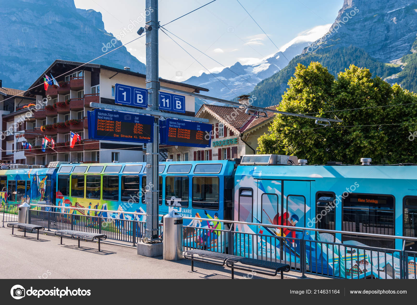 Train Grindelwald Station Background Beautiful View Eiger Peak ...