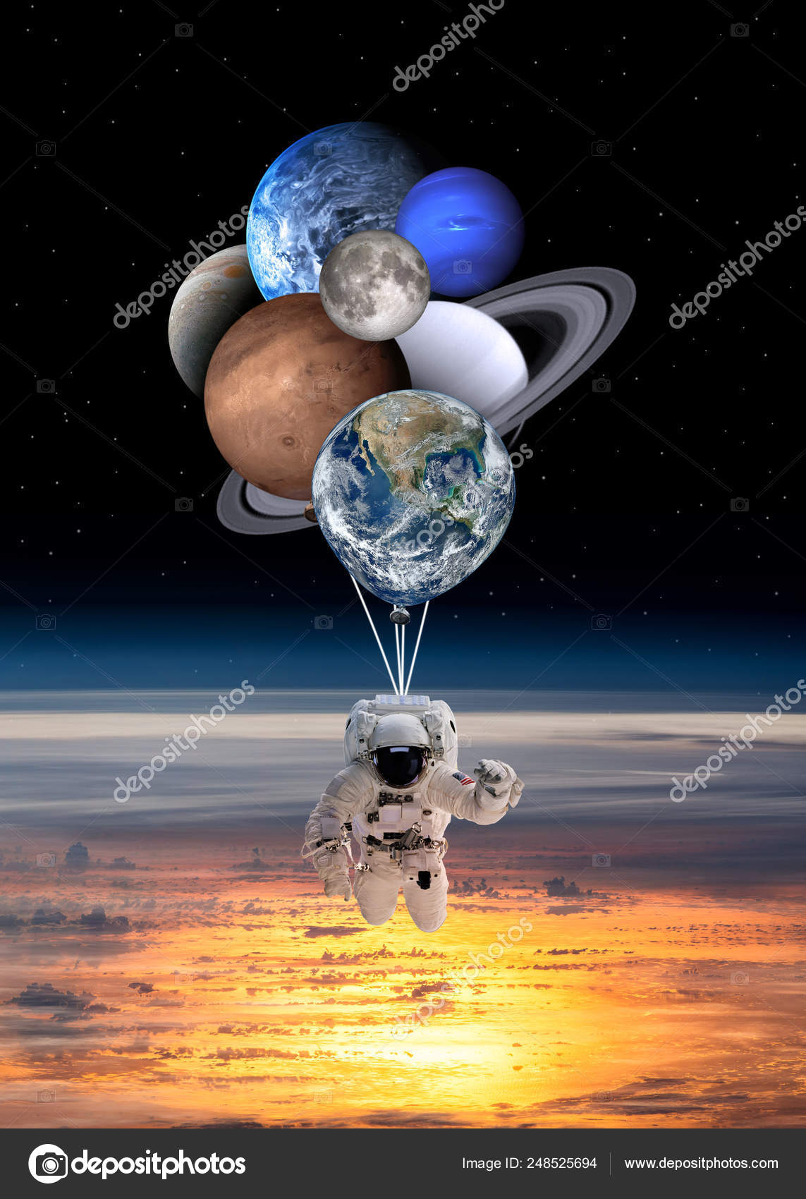 Astronauta En El Sistema Solar Astronautas Y Planetas En El Sistema