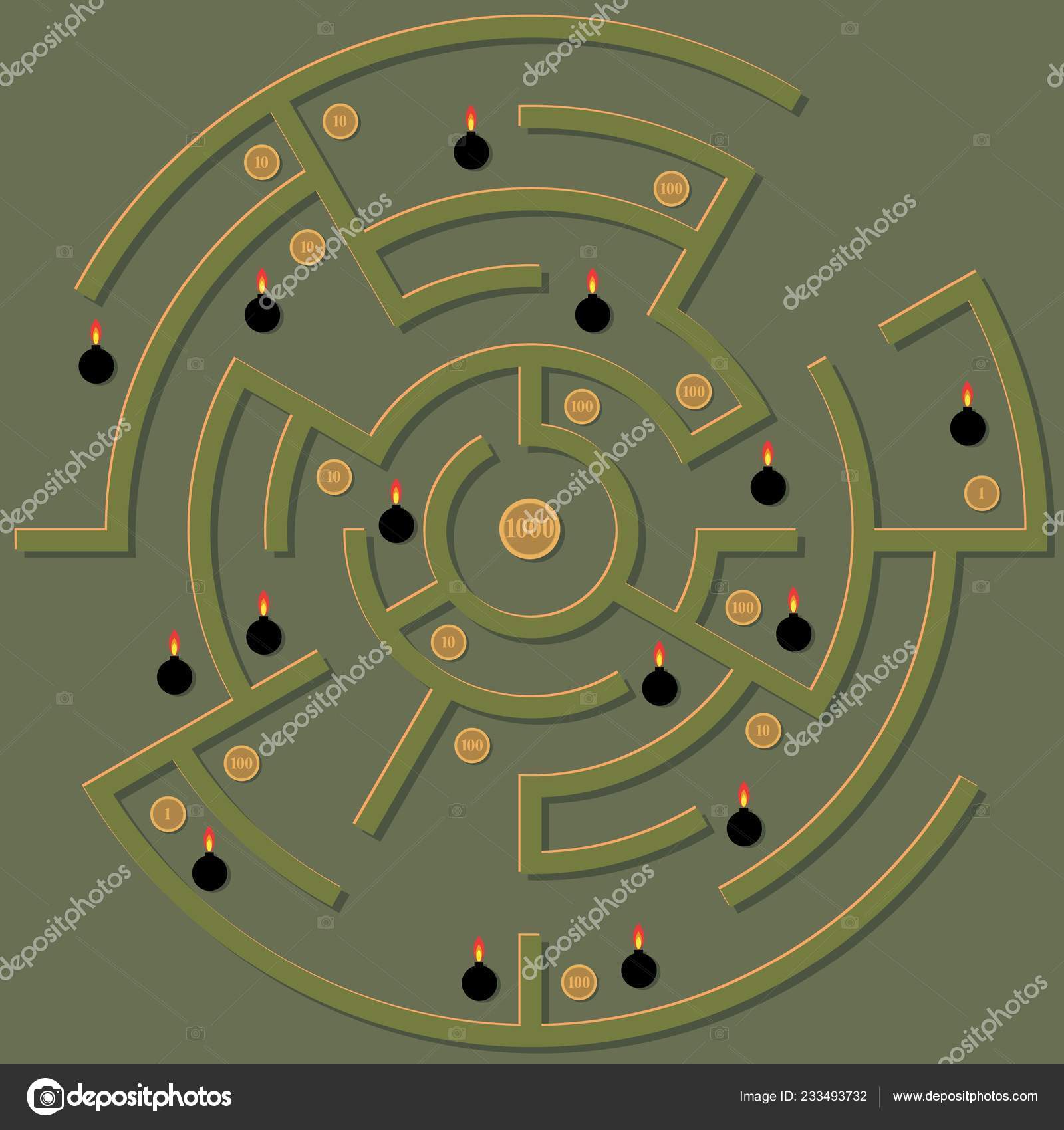 An impassable labyrinth with treasures and traps. Stock Vector by ...