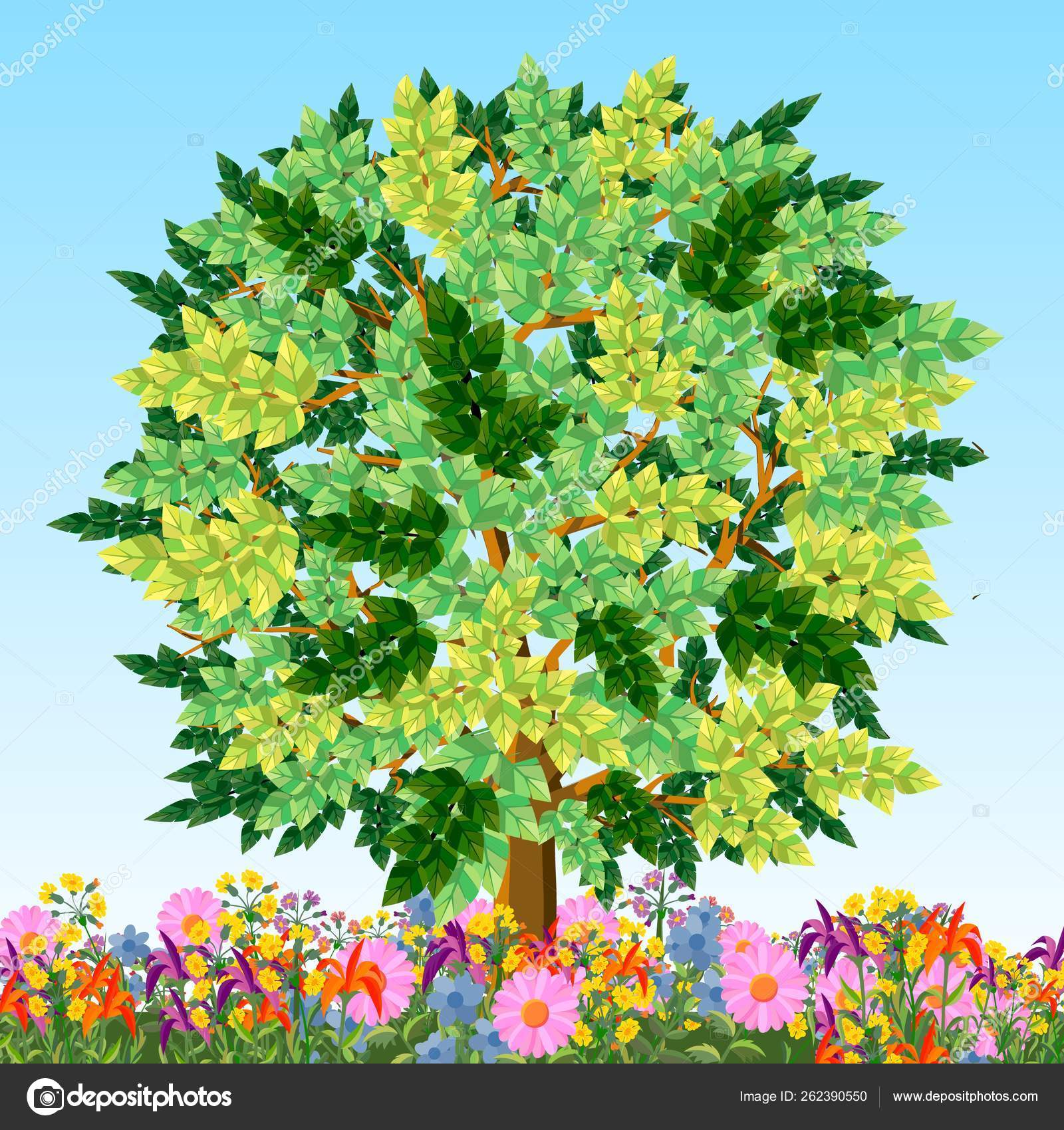Vector image of a tree with green foliage. Stock Vector Image by ...