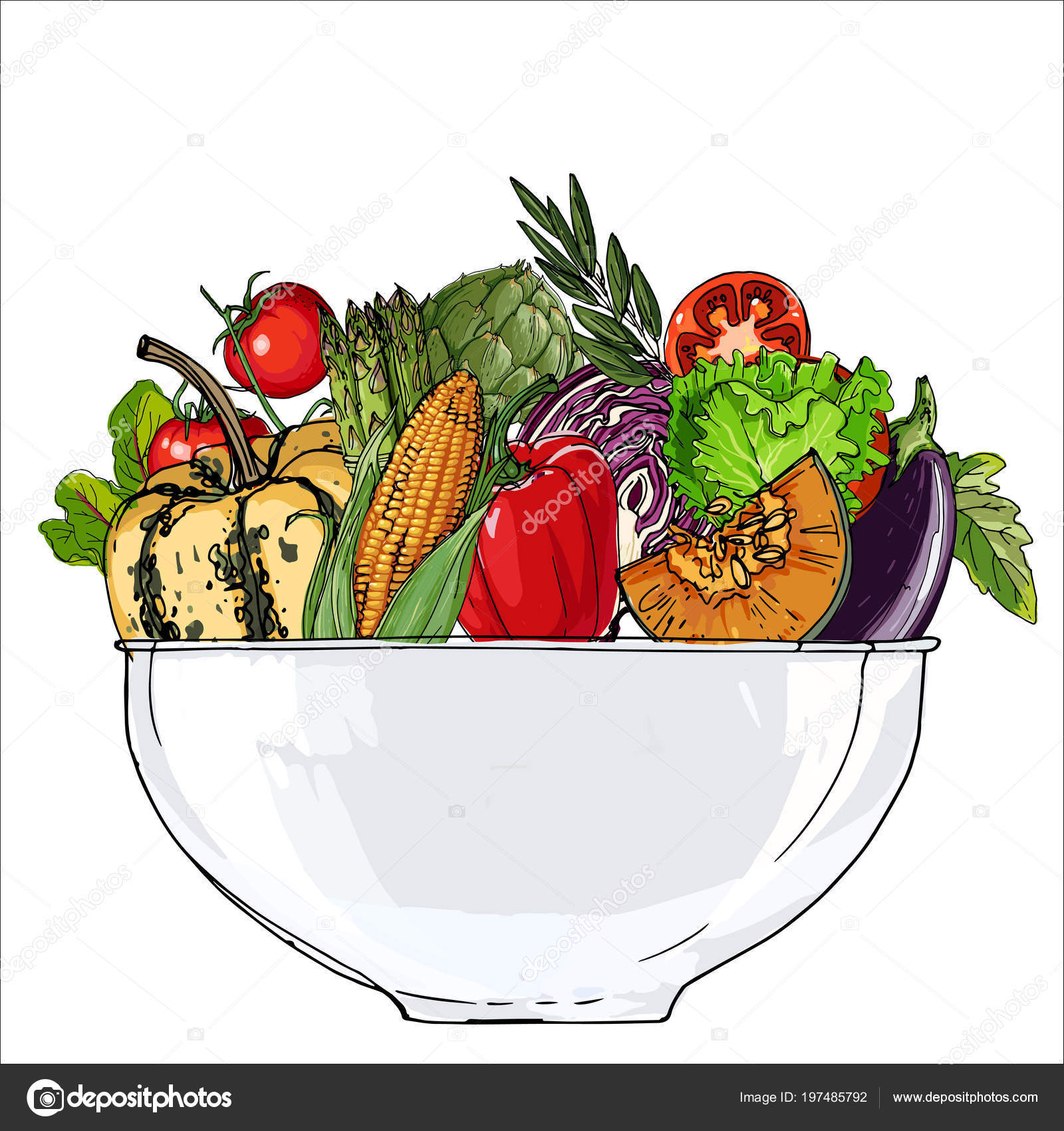 Vegetables in a bowl Stock Illustration by ©vaneevais.gmail.com #197485792