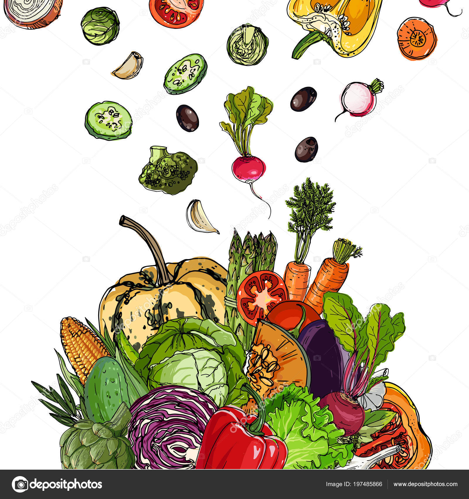 Square of colored vegetables Stock Vector by ©vaneevais.gmail.com 197485866