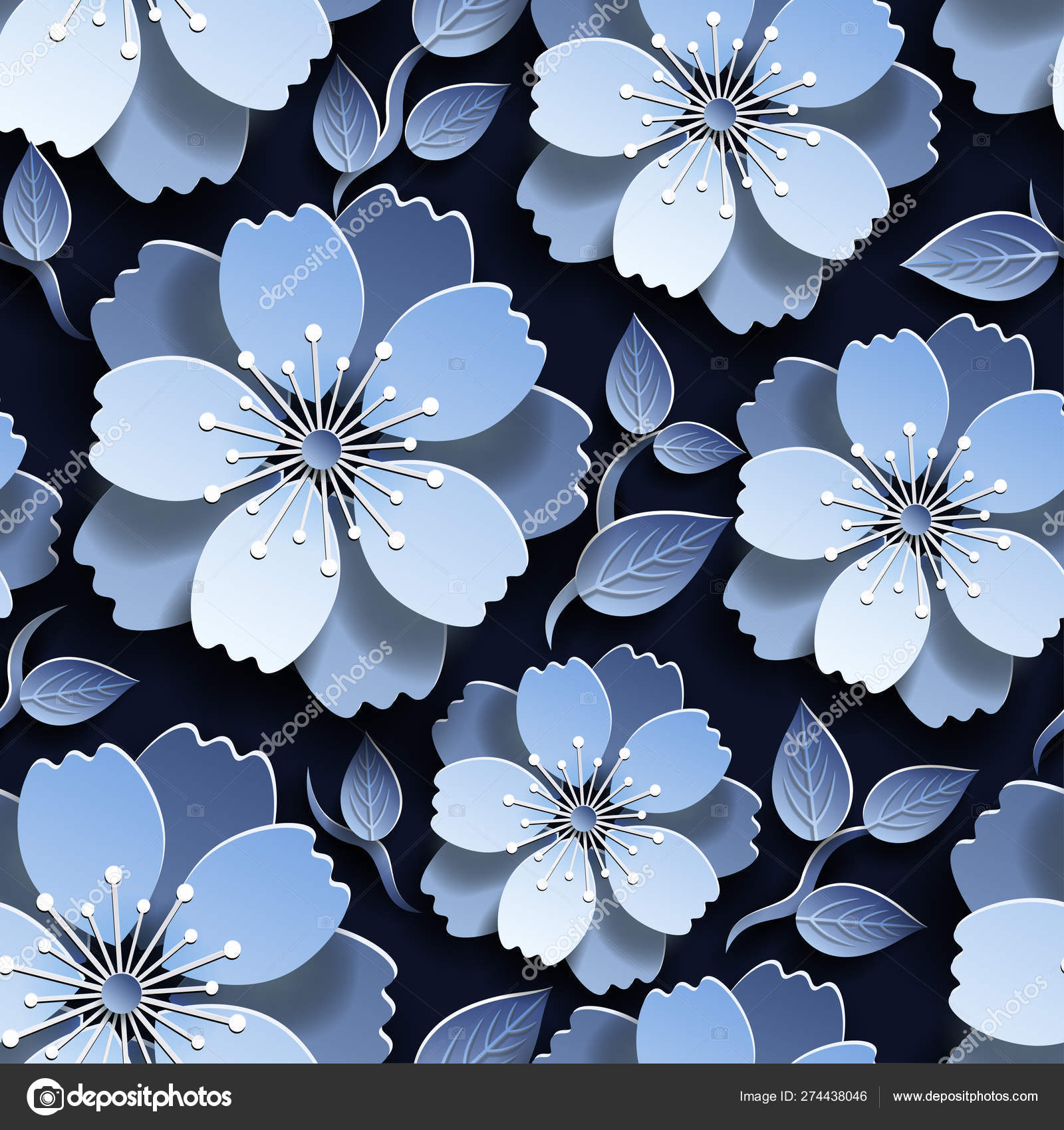 Beautiful dark blue seamless pattern with sakura — Free Stock Vector ...