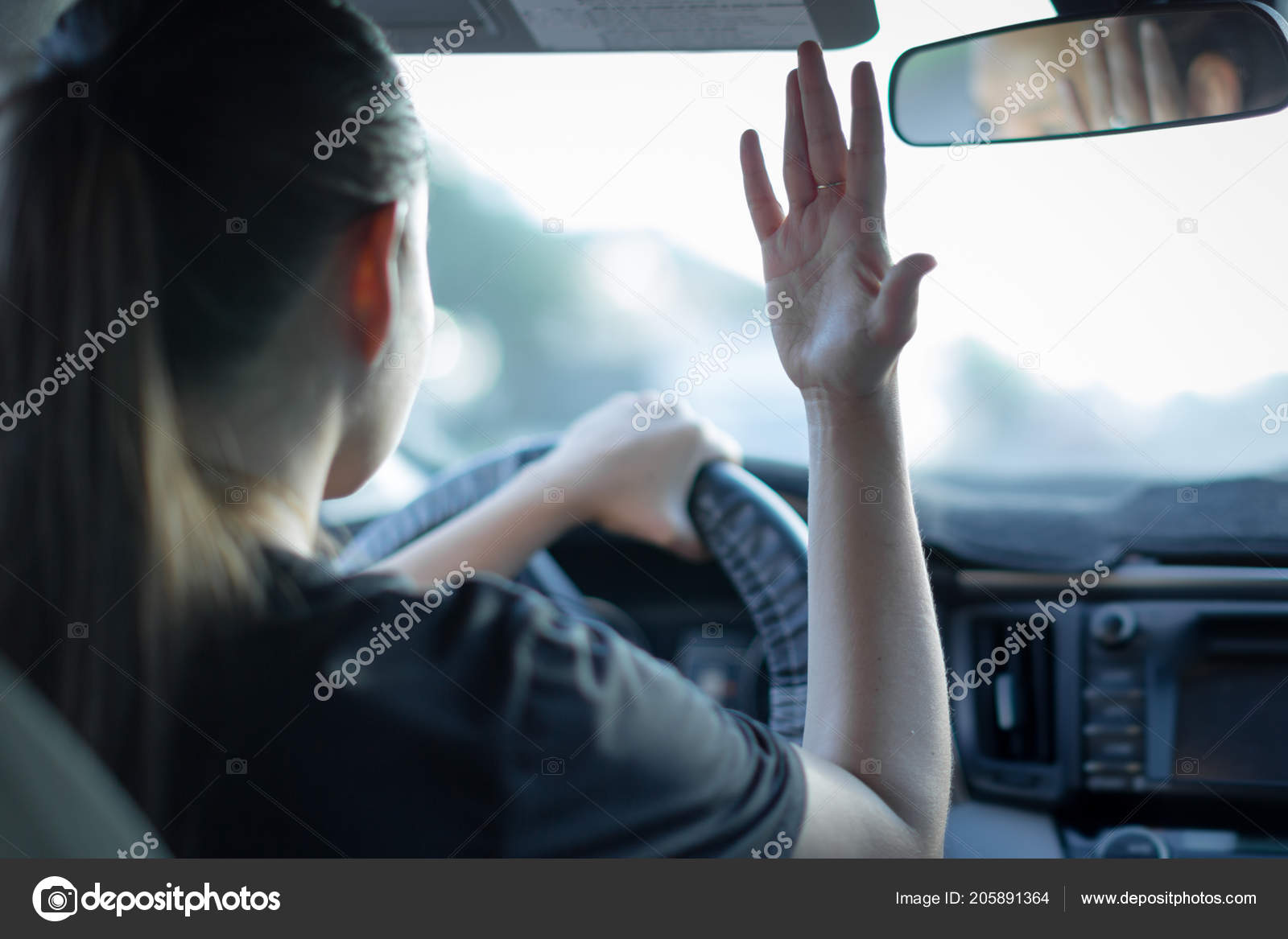 Angry Woman Driver Rushing Work Traffic Jam Busy Life Teenager Stock ...