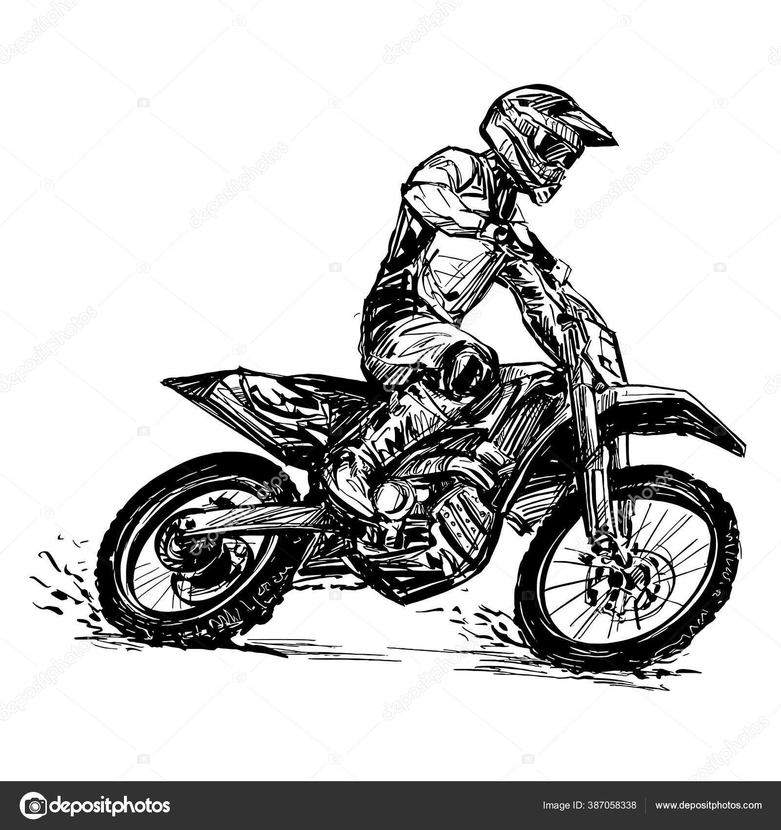 Dibujo Del Concurso Motocross Vector de stock #387058338 de ©arnontphoto