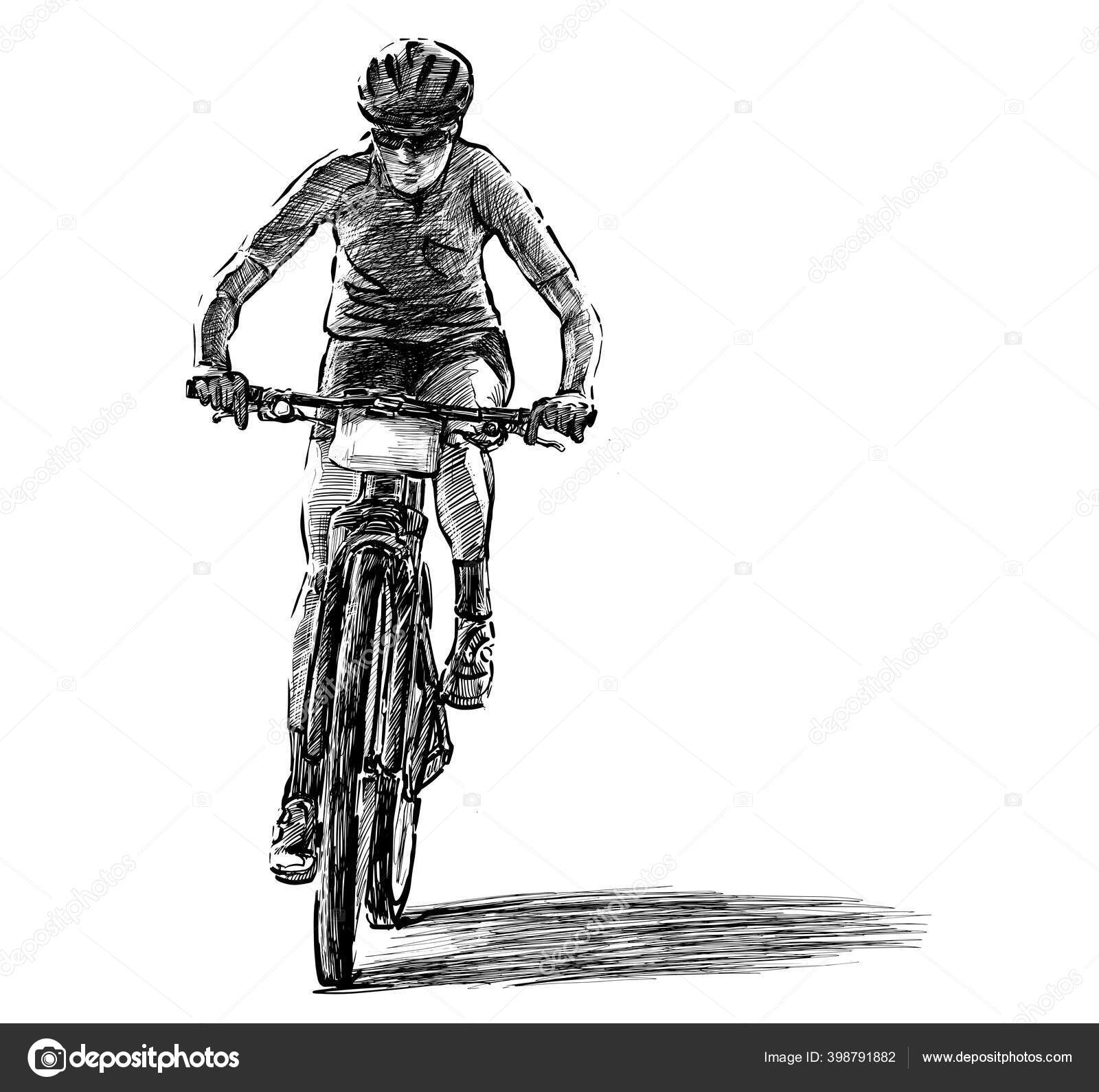 Drawing Bicycle Competition Show Riders Isolate Stock Vector Image by ...