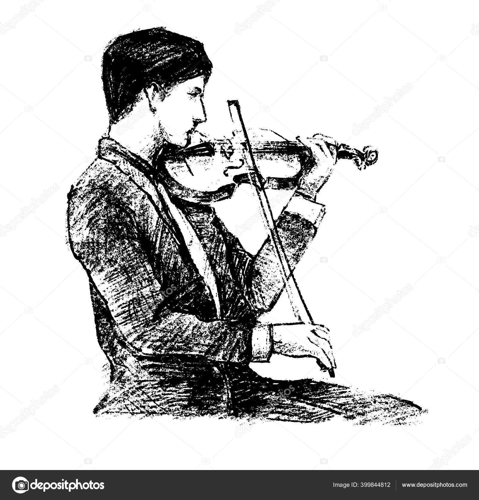 Man Playing Violin Drawing