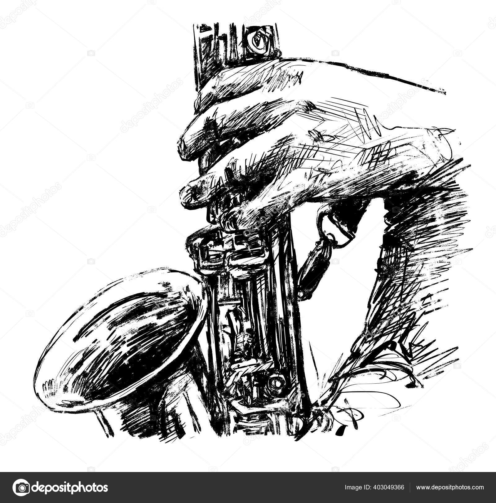 Drawing Musician Plays Saxophone Hand Draw Stock Vector by ©arnontphoto ...