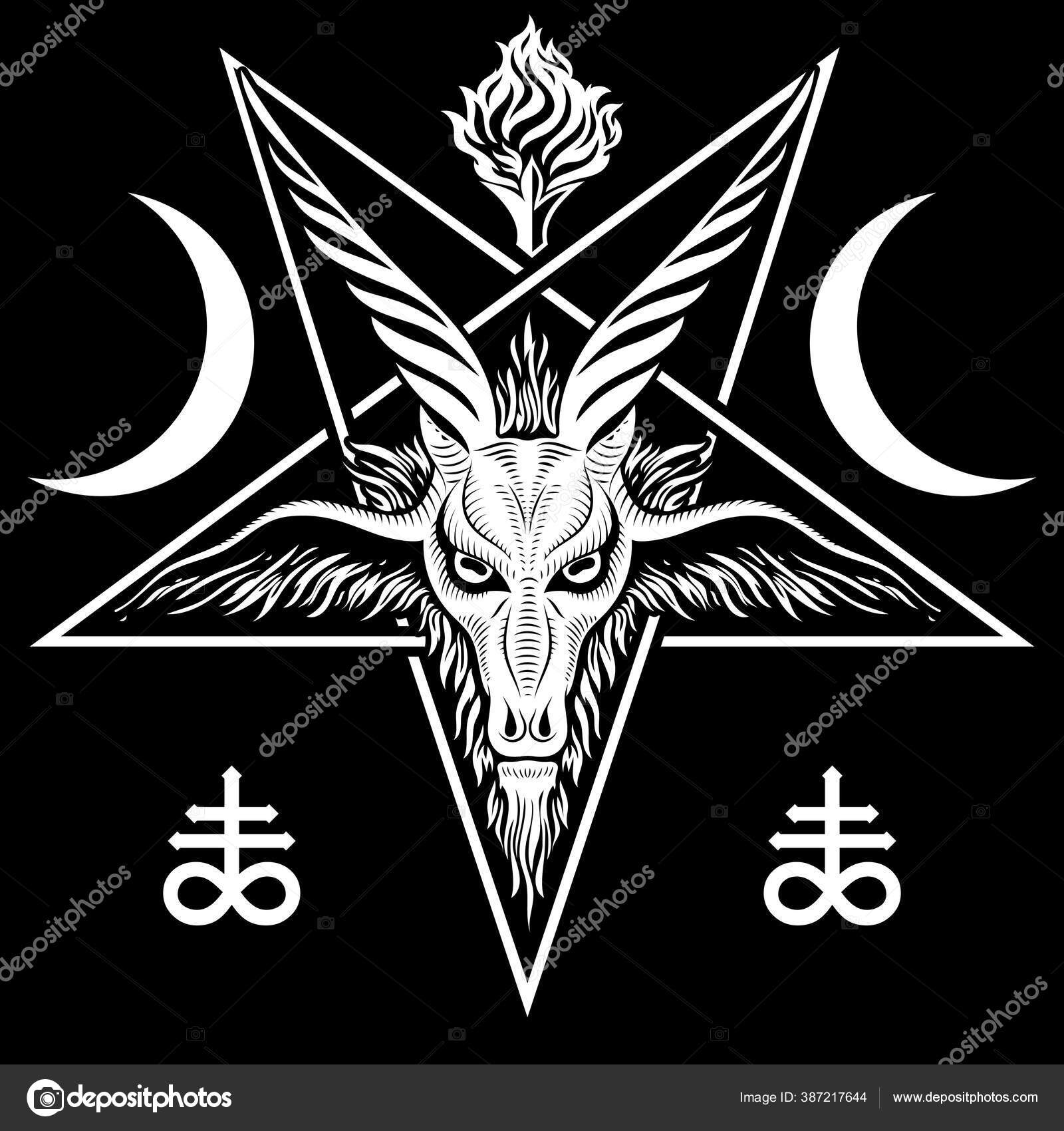 Symbole Du Diable Chèvre Crâne Chèvre 666 Illustration Vectorielle