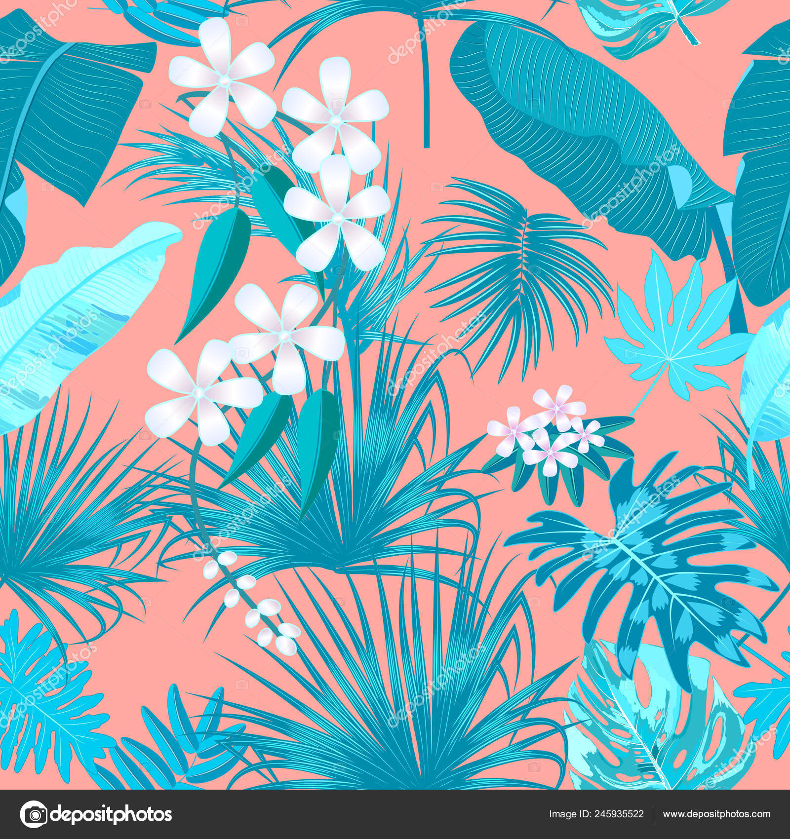 Teal And Coral Patterns