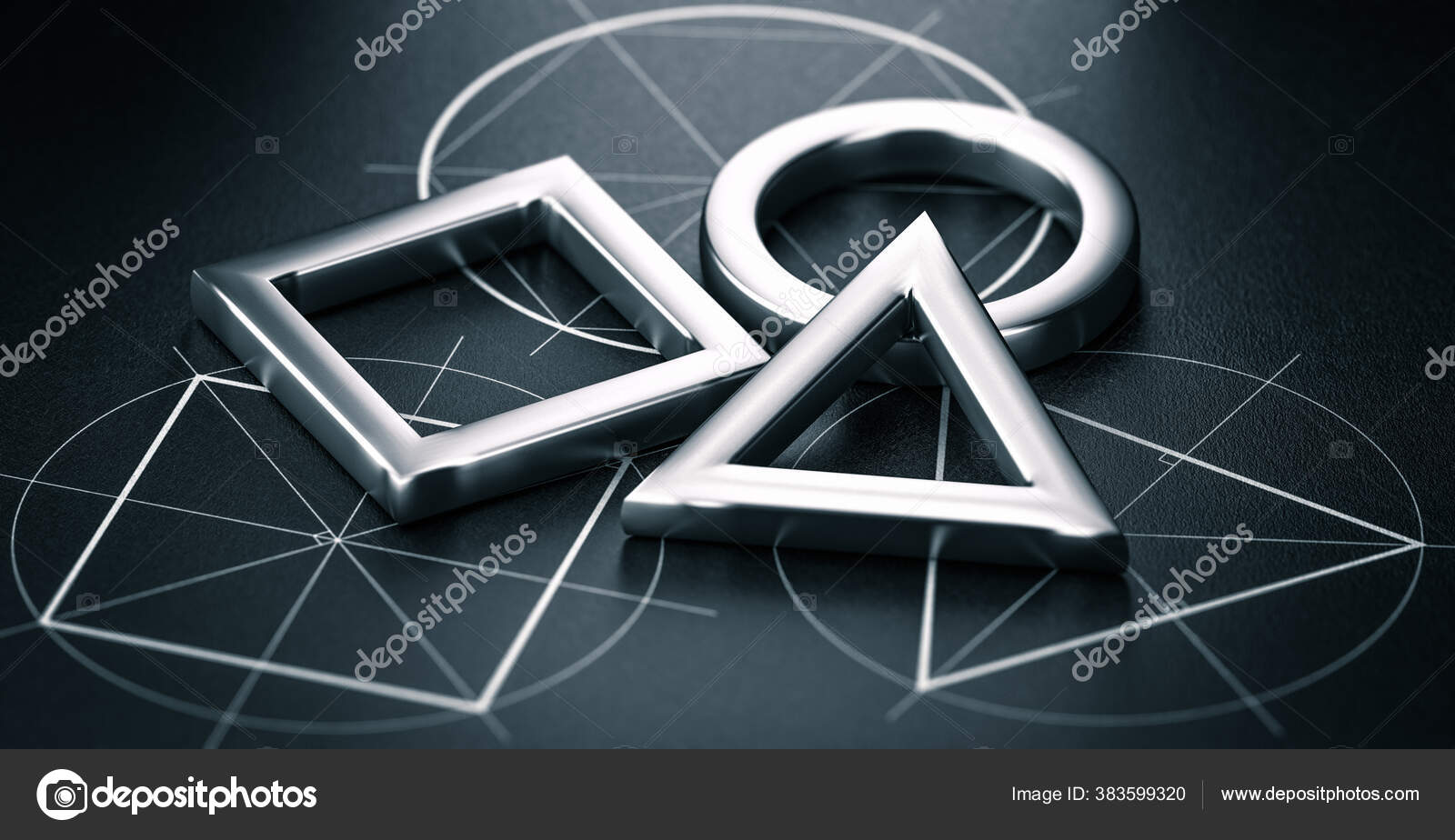 Illustration Basic Geometric Shapes Triangle Circle Square White ...