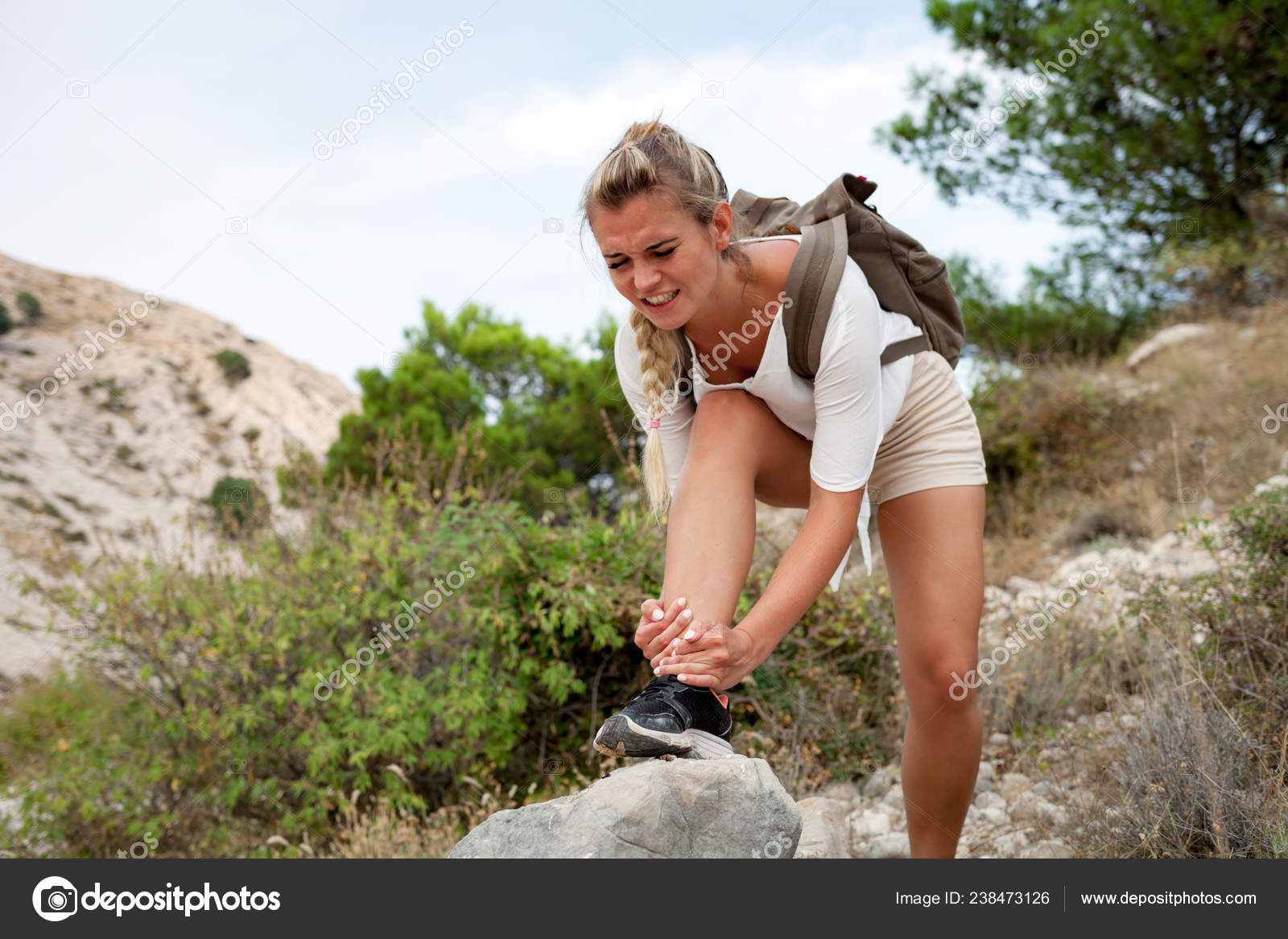 Hiker Girl Ankle Injury Feels Pain Leg — Stock Photo © leszekglasner ... Hiker Girl Ankle Injury Feels Pain Leg — Stock Photo © leszekglasner ...