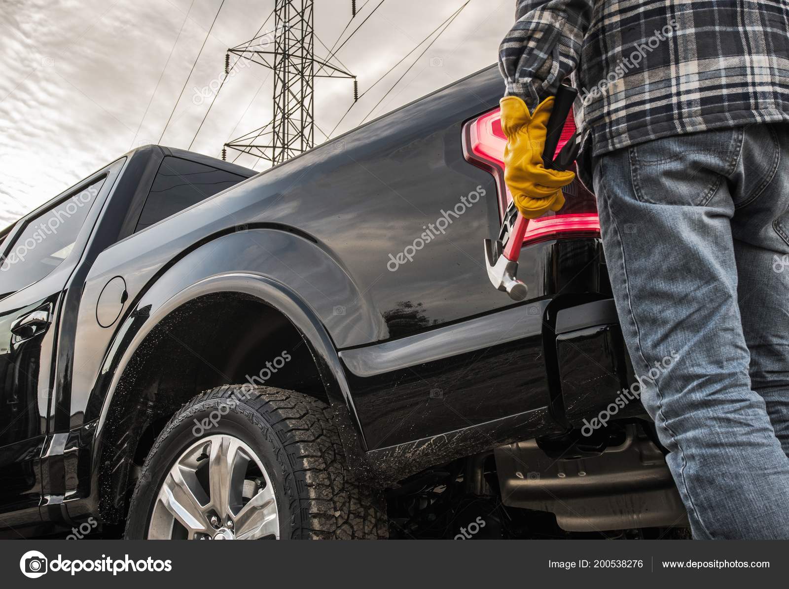 Contractor Tools His Truck Closeup Photo Construction Theme Stock Photo ...