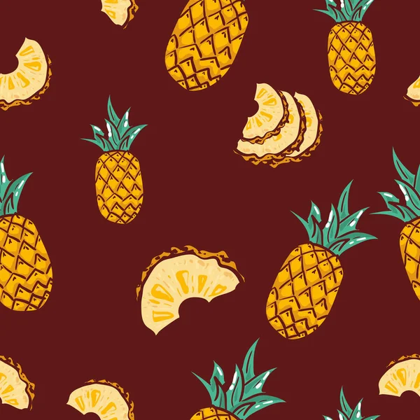 Hand drawn vector seamless pattern. Pineapple Exotic tropical fruit ...