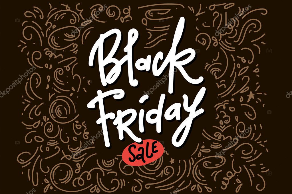 Black Friday Venta de letras de dibujo a mano, caligrafía con rizos de ...