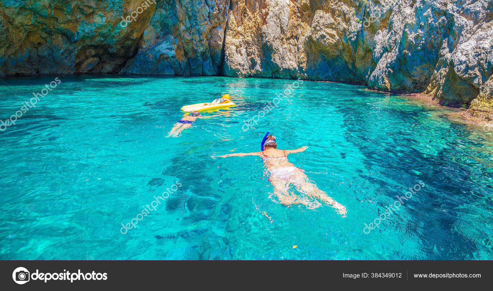Snorkling Blue Lagoon Palaiokastritsa Corfu Island Greece – Stock ...